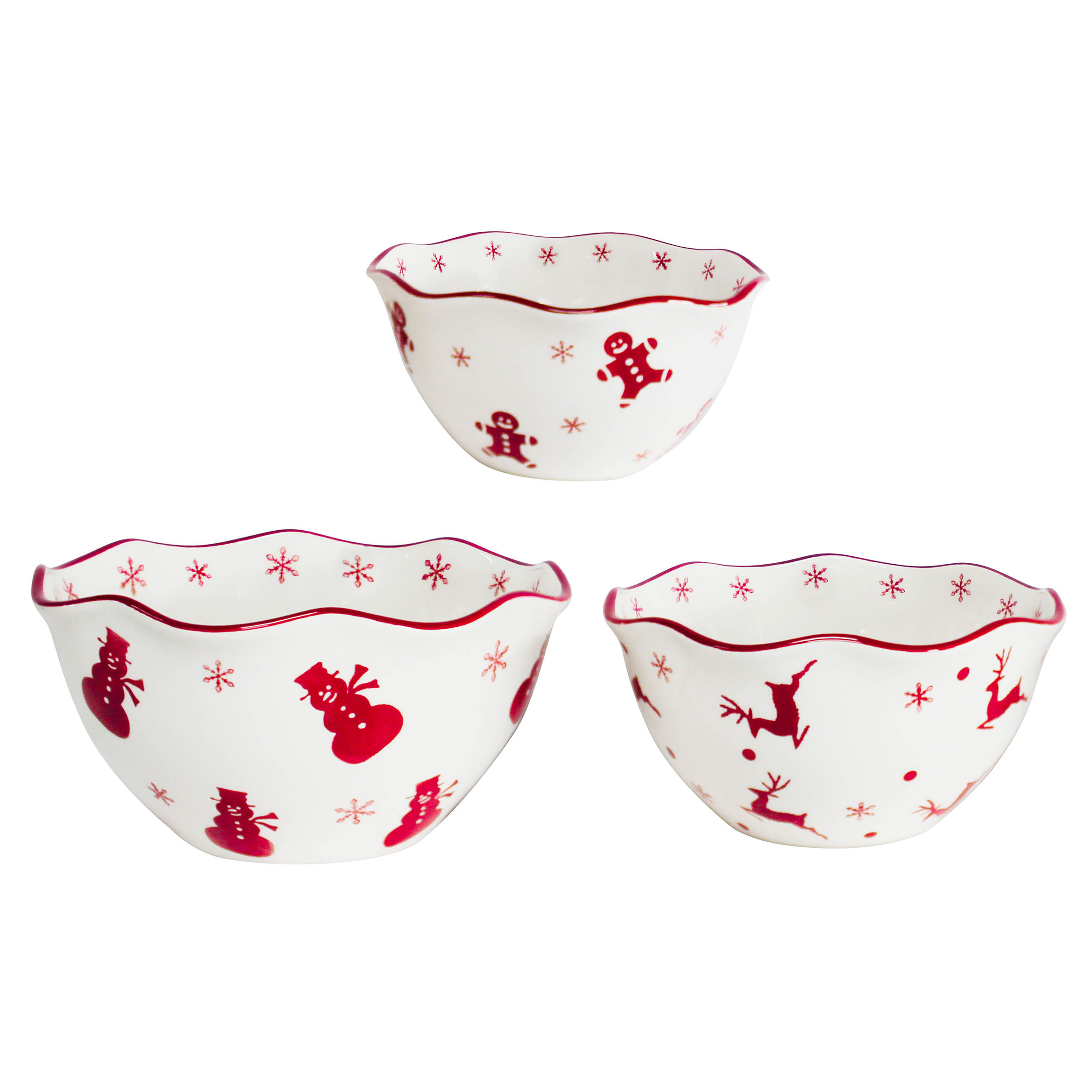 Euro Ceramica Winterfest 3 Piece Candy Bowl Set & Reviews | Wayfair