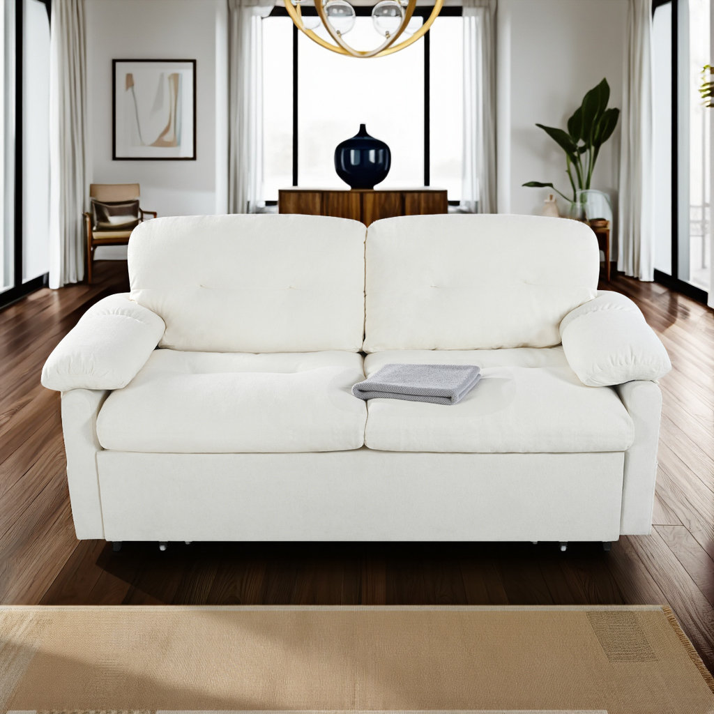 Latitude Run® 3-in-1 Convertible Sofa Bed with Thick Cushions & Side ...