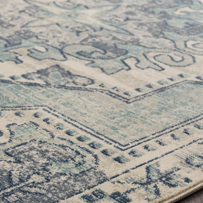 Langley Street Barleria Performance Teal/Navy Rug & Reviews | Wayfair