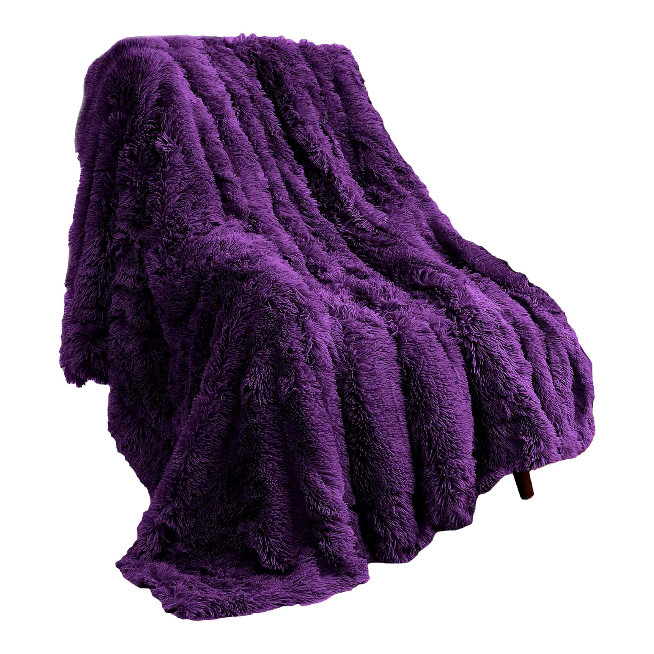 BRBCA UltraSoft Purple Shaggy Throw Blanket - Cozy Plush Fuzzy Blanket ...