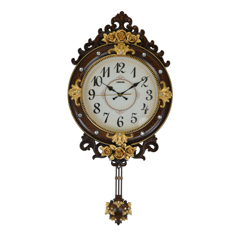 Three Star Im/Ex Inc. Vintage Style Wall Clock with Swinging Pendulum ...