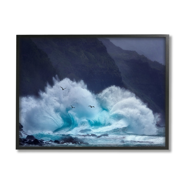 Stupell Industries Tsunami Waves Landscape Framed On Wood by Dennis ...