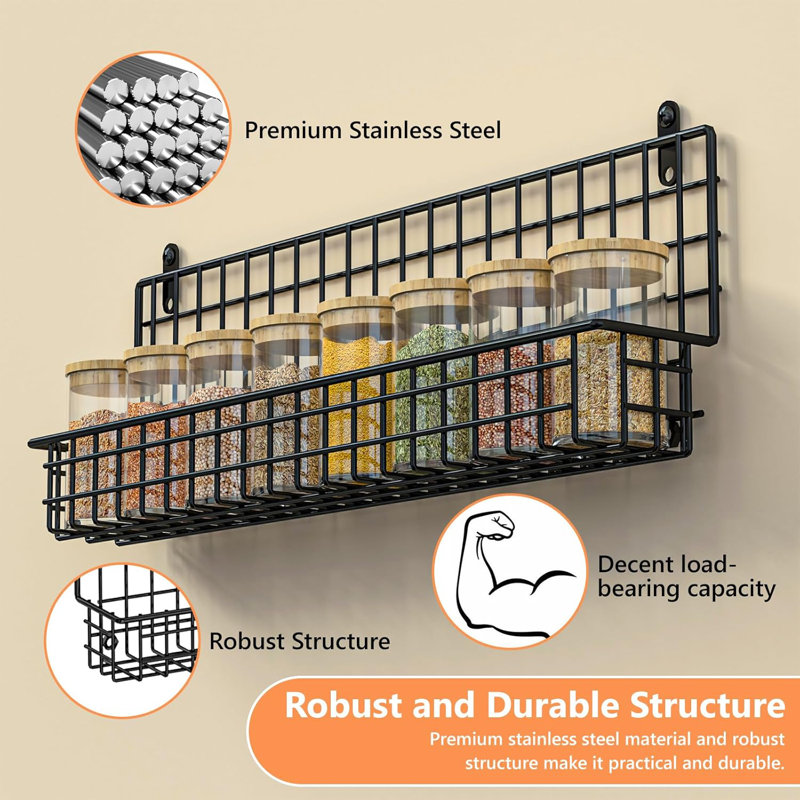 Prep & Savour Spice Rack Organizer Wall Mounted 5-Tier Stackable ...