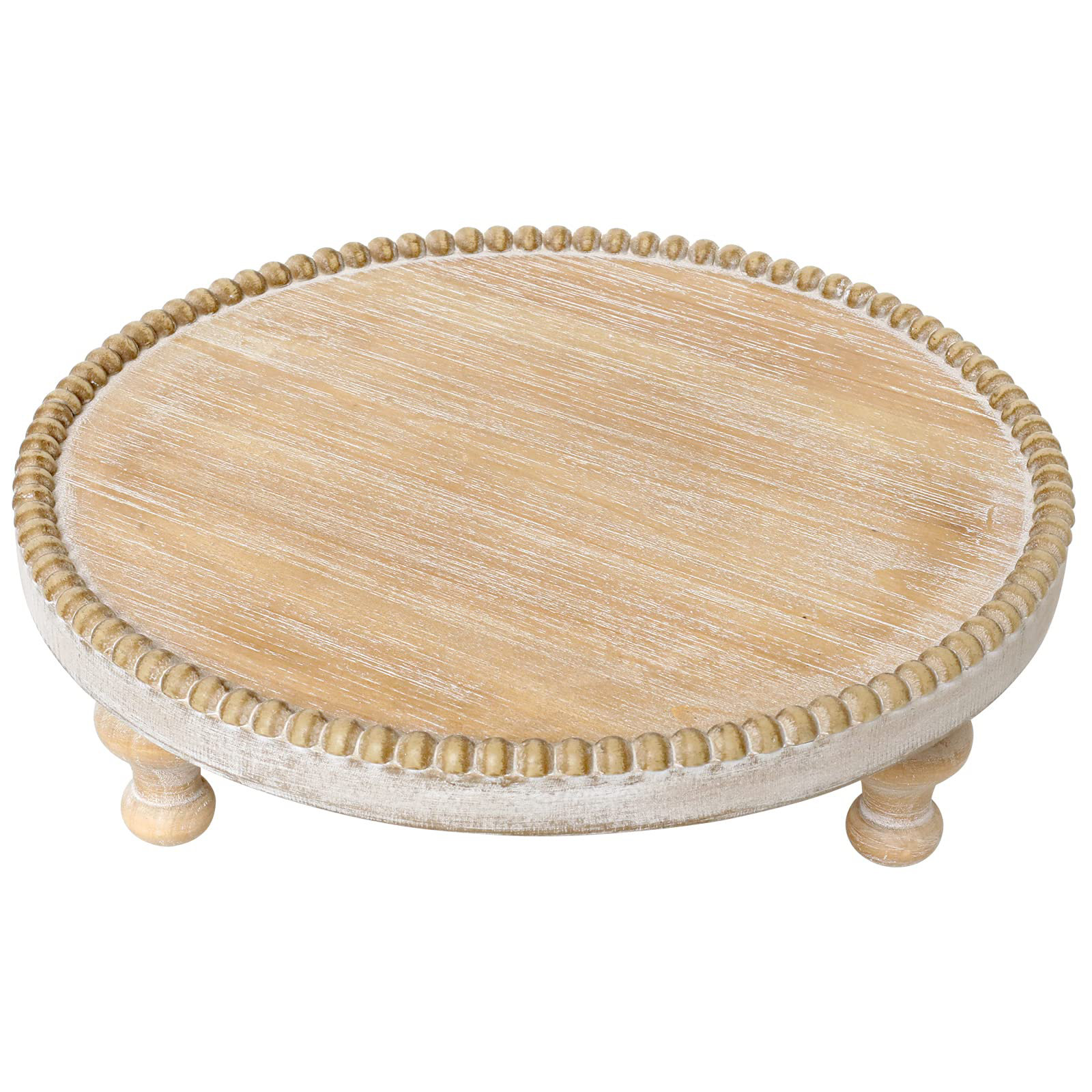 One Allium Way® Rustic Round Wood Tray Riser Farmhouse Pedestal Stand ...