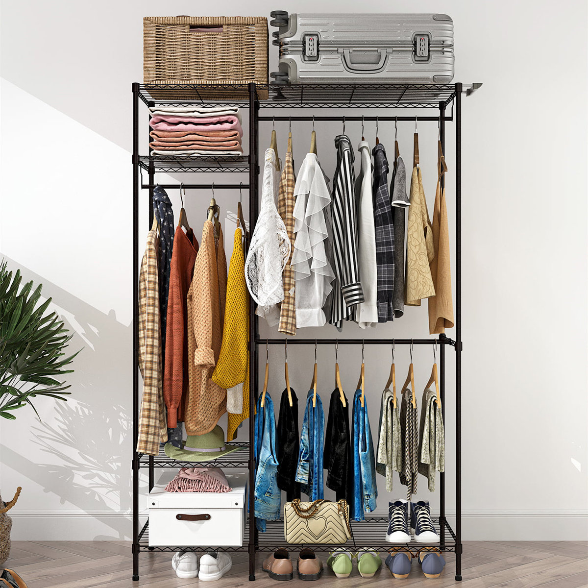 ERTCHUE RIED Heavy Duty Garment Rack Clothing Storage Rack Freestanding ...