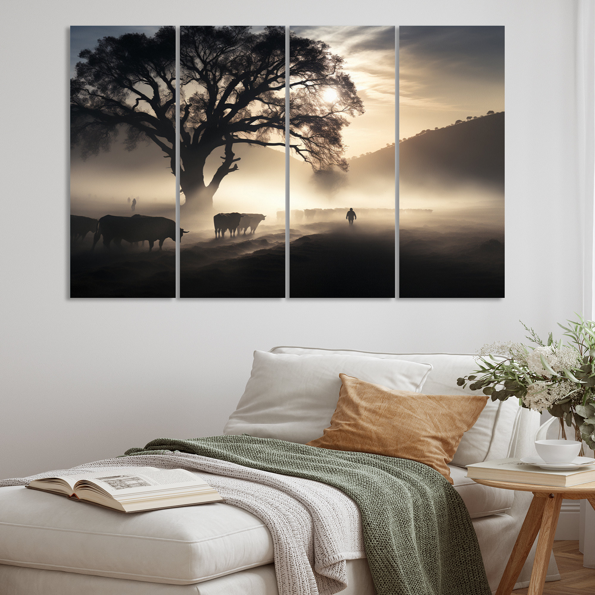 DesignArt Cattle Ethereal Grazing I - Animals Metal Wall Decor Set ...