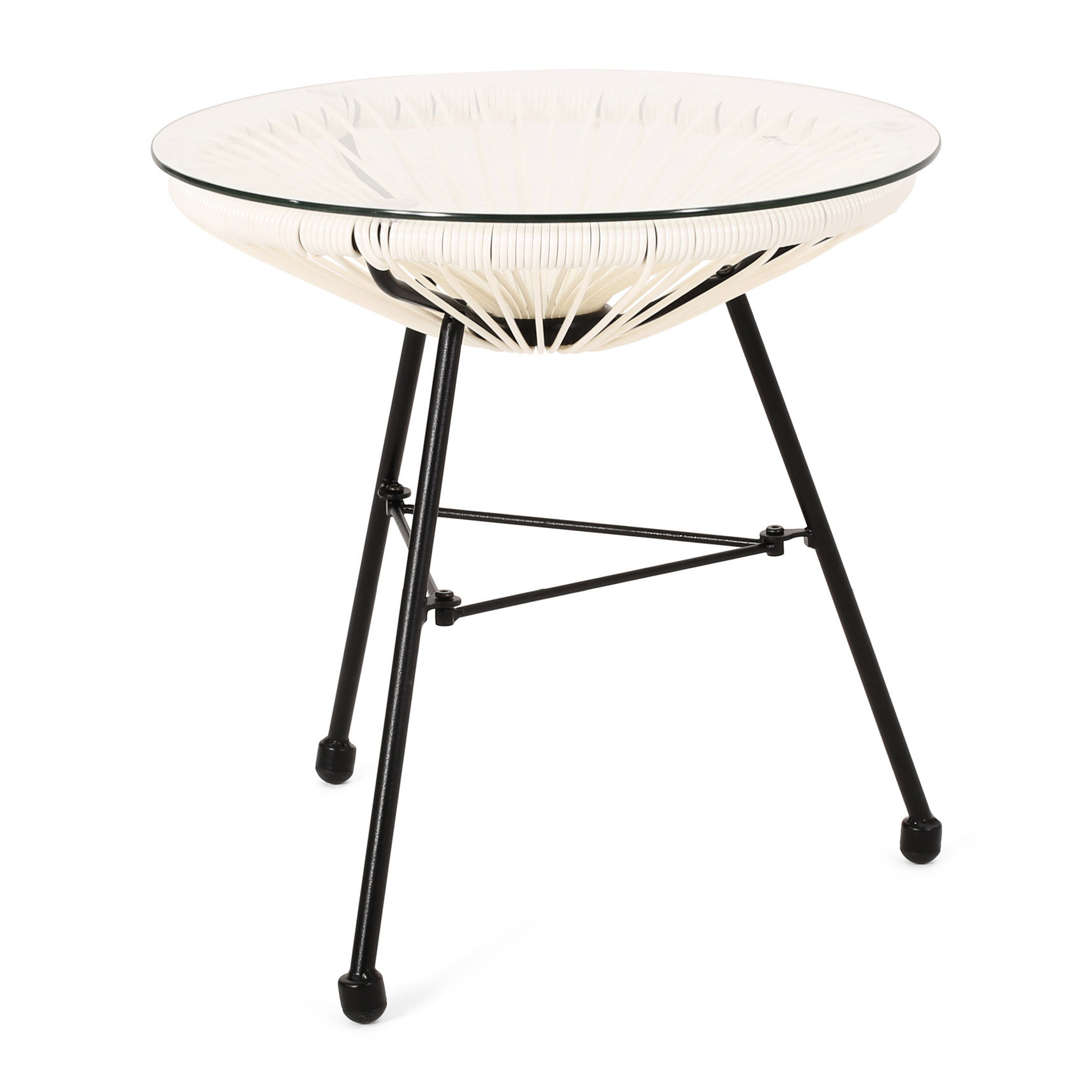 Banior Classy Tempered Glass Side Table With Long-lasting - White, 17 ...