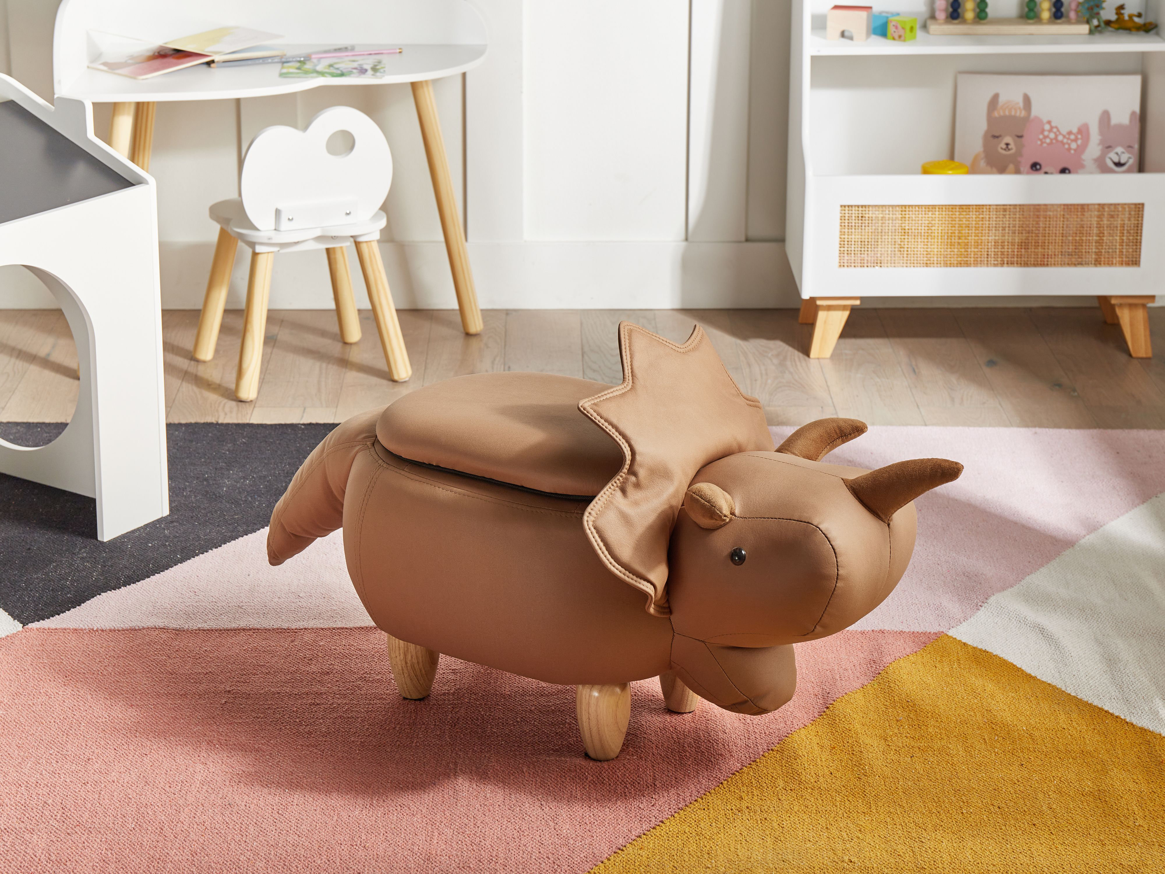 Fairmont Park Storage Animal Stool TRICERATOPS Fabric Brown | Wayfair.co.uk