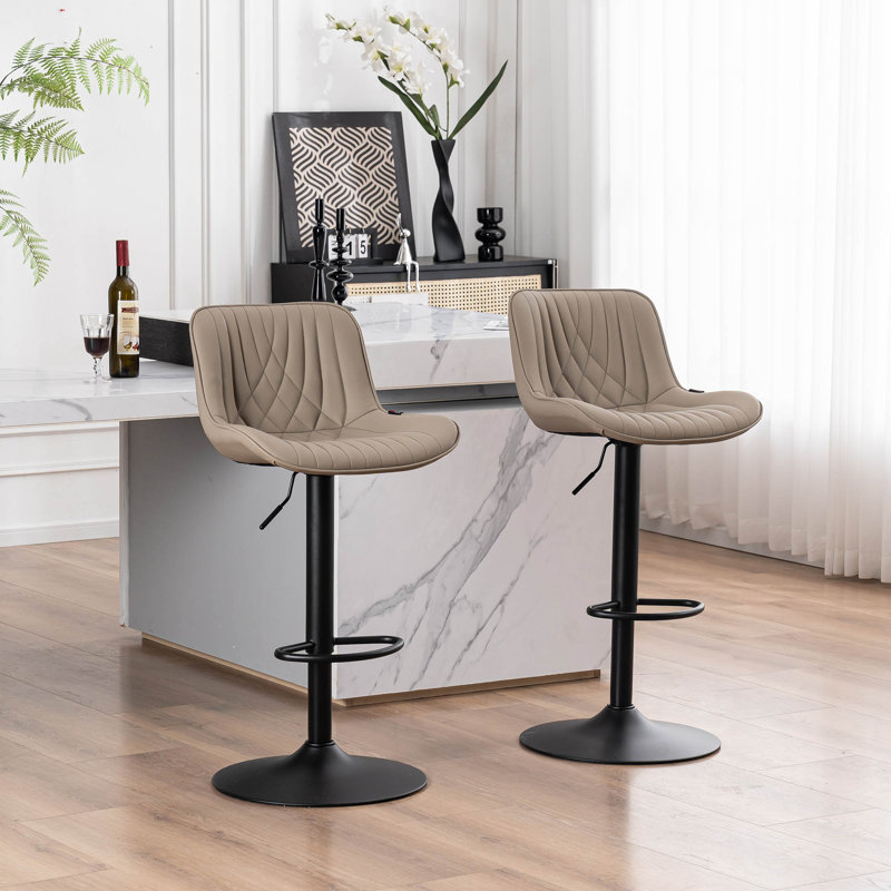 Hokku Designs Zager Swivel Adjustable Height Bar Stools, Leather ...