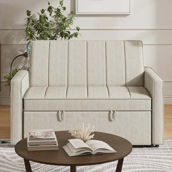 Ebern Designs Yasuro 53''W Modern Channel Tufted Sleeper Sofa With ...