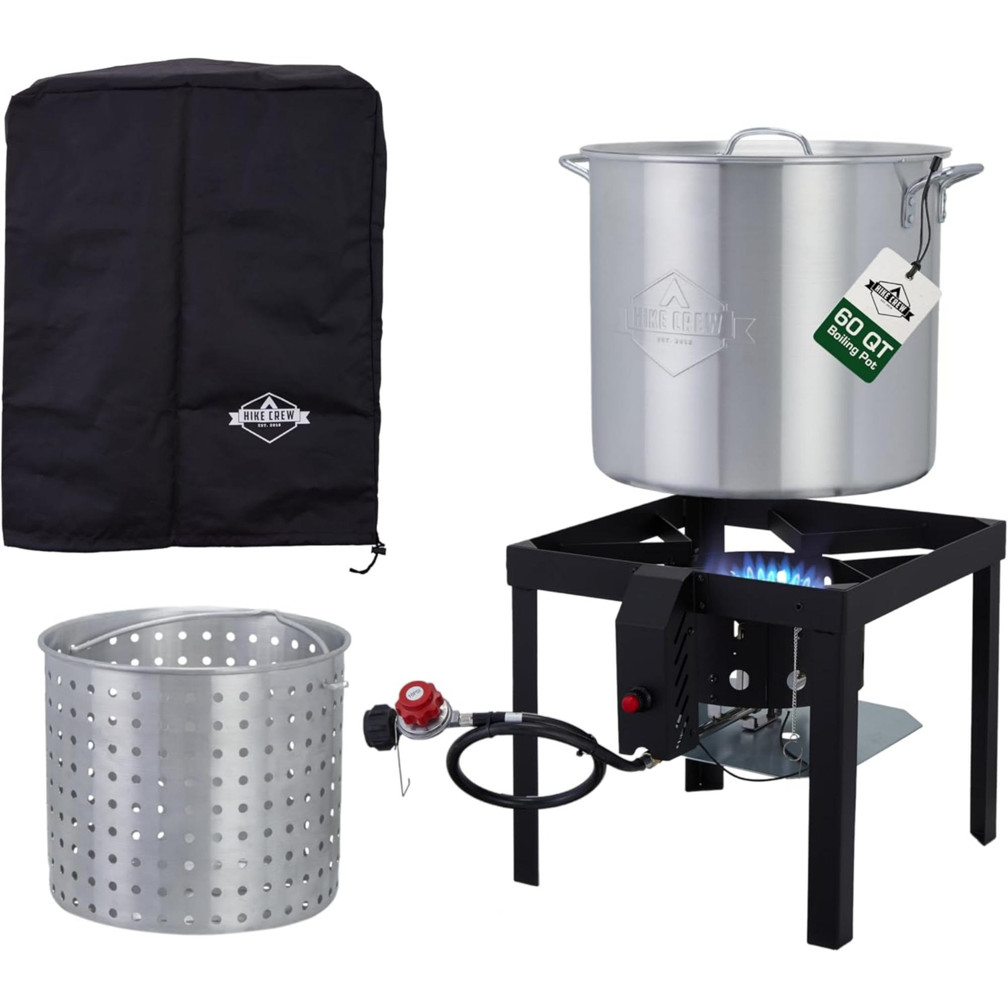 Hike Crew 60QT Outdoor Boiling Kit with Igniter, 110,000 BTU Seafood ...