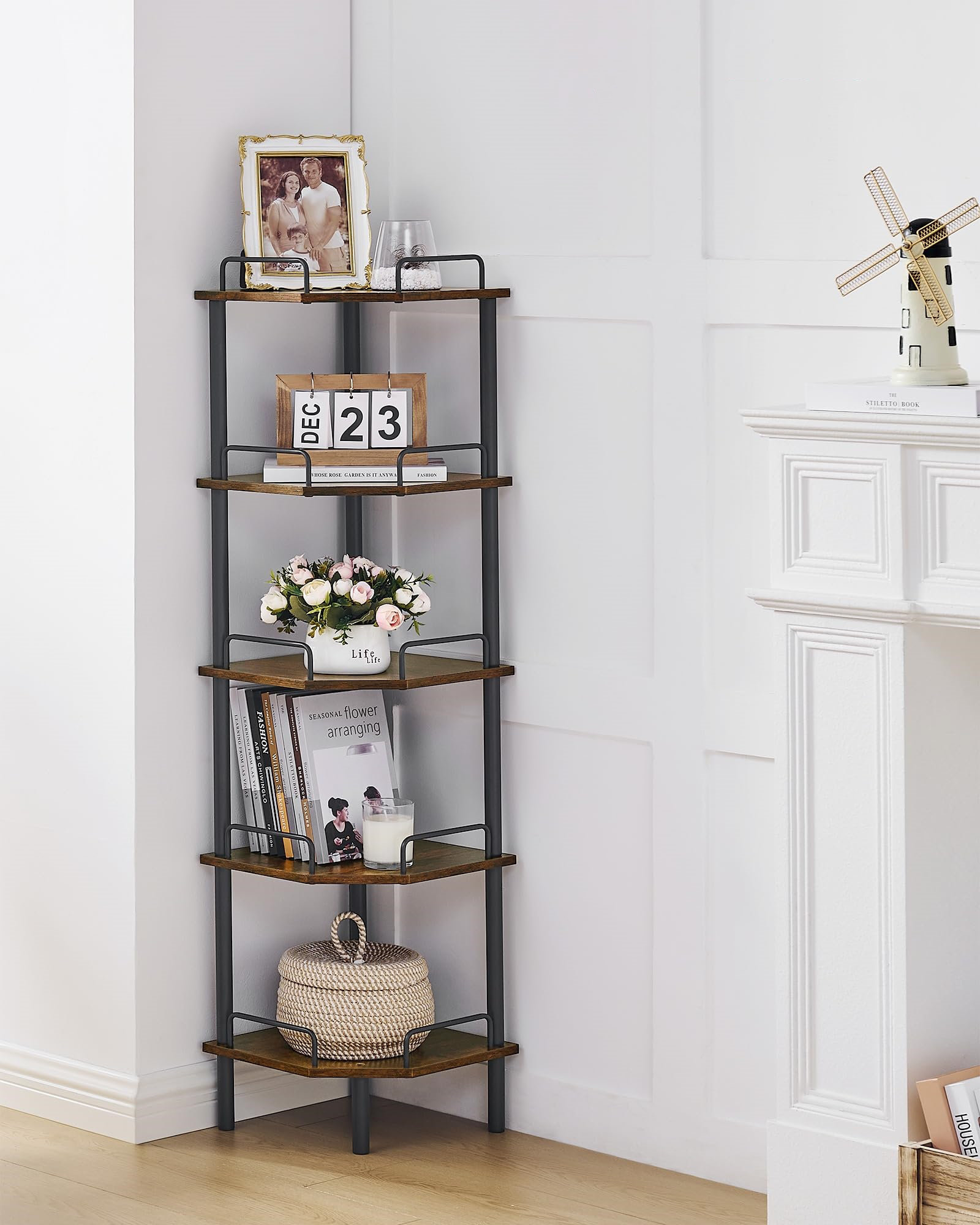 Latitude Run® Corner Shelf Stand, 5 Tier Industrial Corner Shelves ...