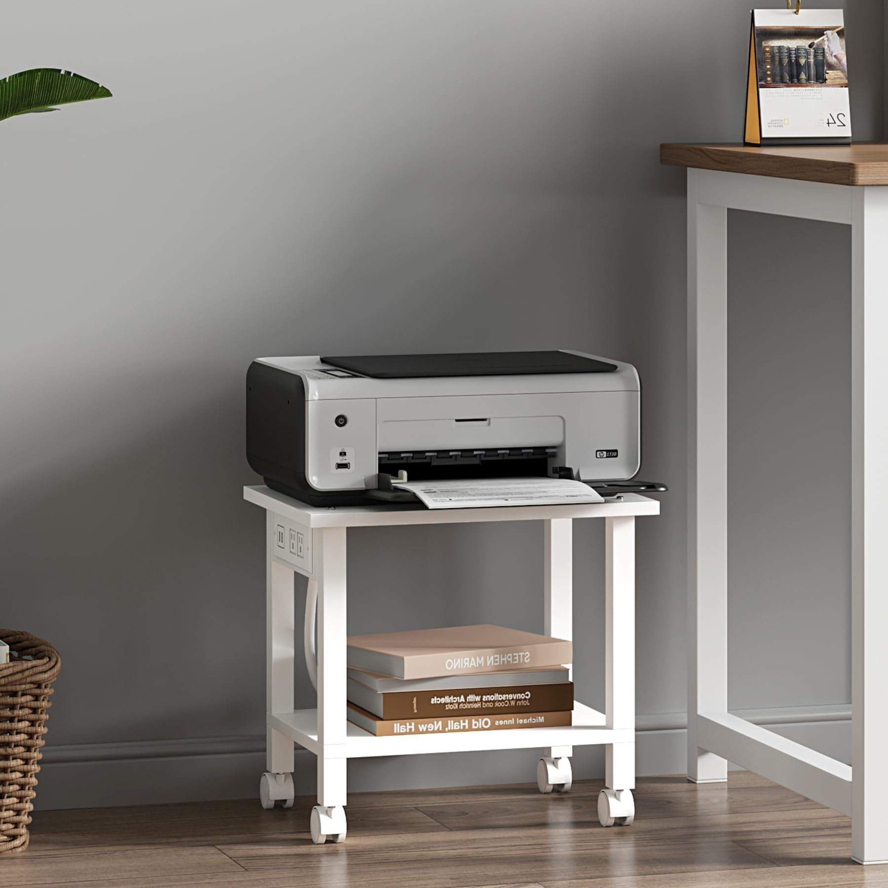 COAHAHA White 2-Tier Printer Stand - Mobile & Space-Saving Solution For ...