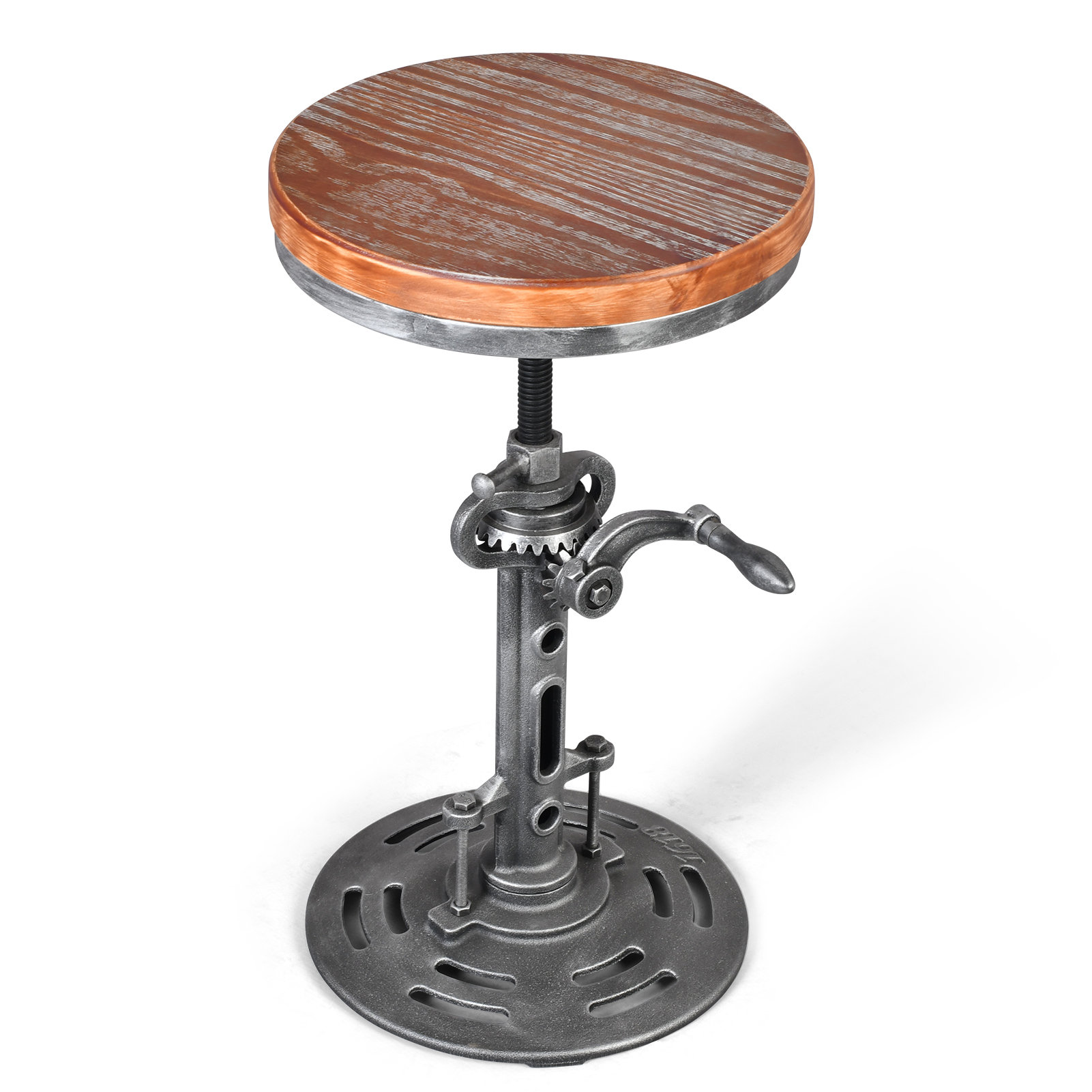 Williston Forge American Antique Industrial DIY Crank Stool Cast Iron ...