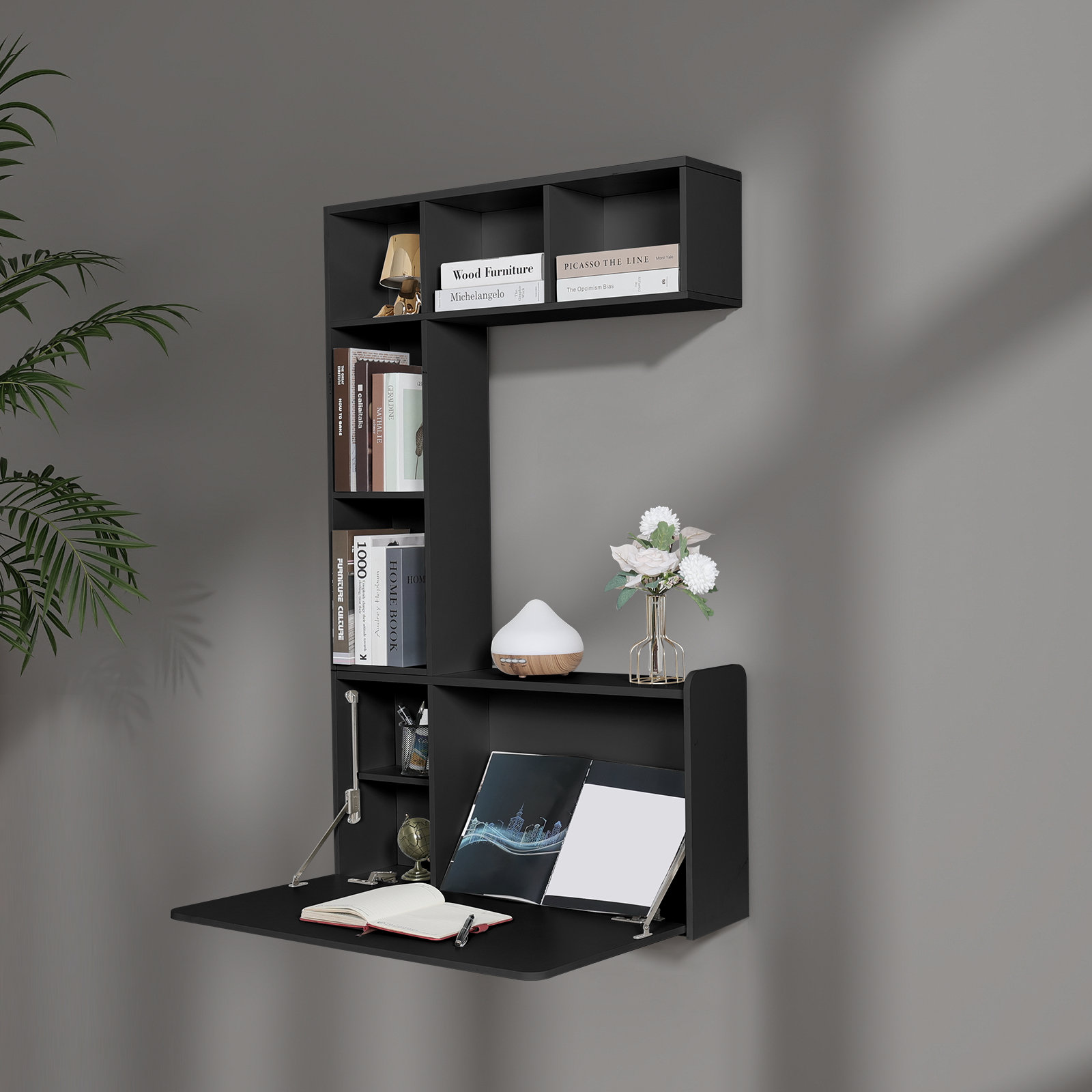 Wrought Studio™ Multifunctional Folding Floating Wall Mounted Desk ...