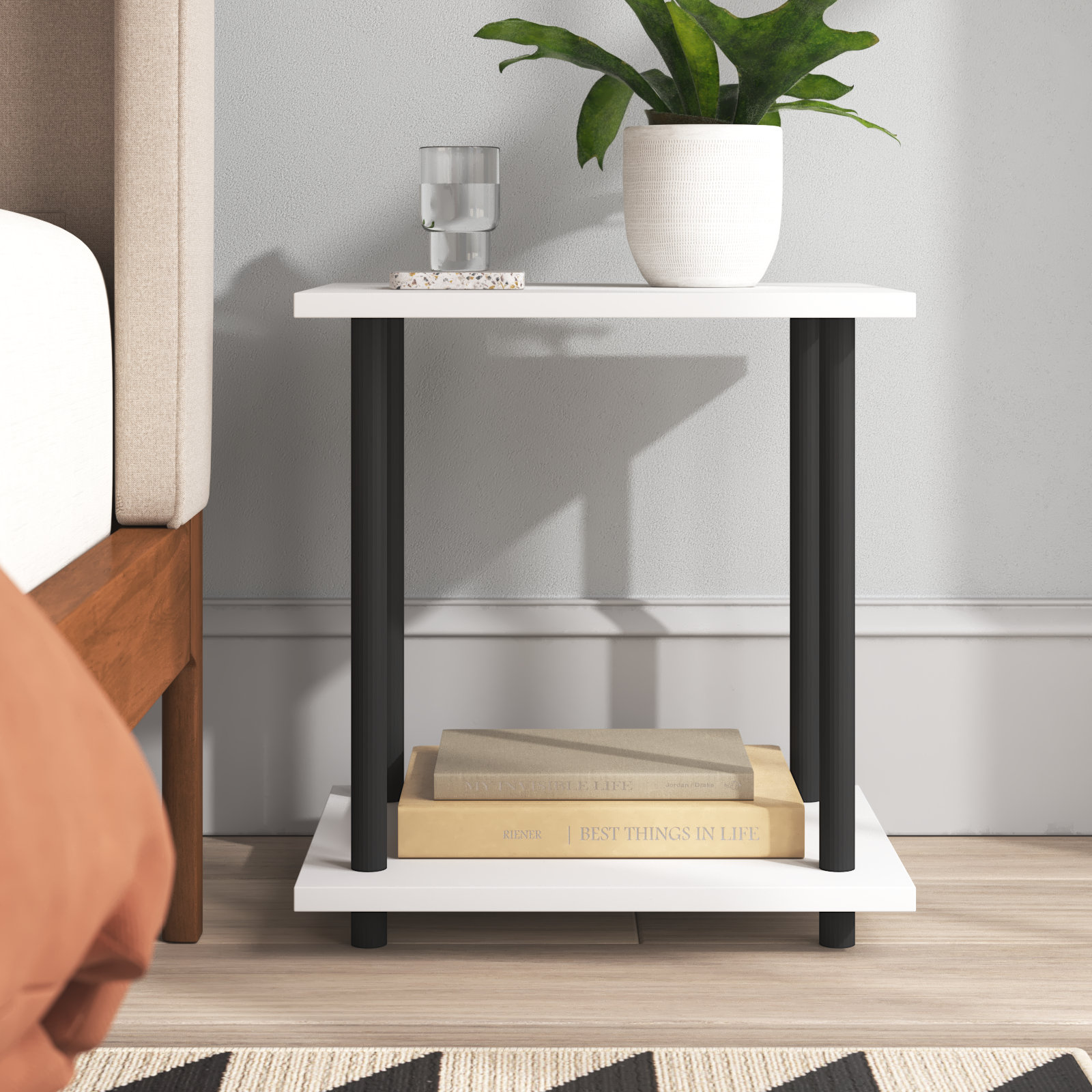 Wade Logan® Coila Modern Nightstand With Metal Legs - Modern Square End ...
