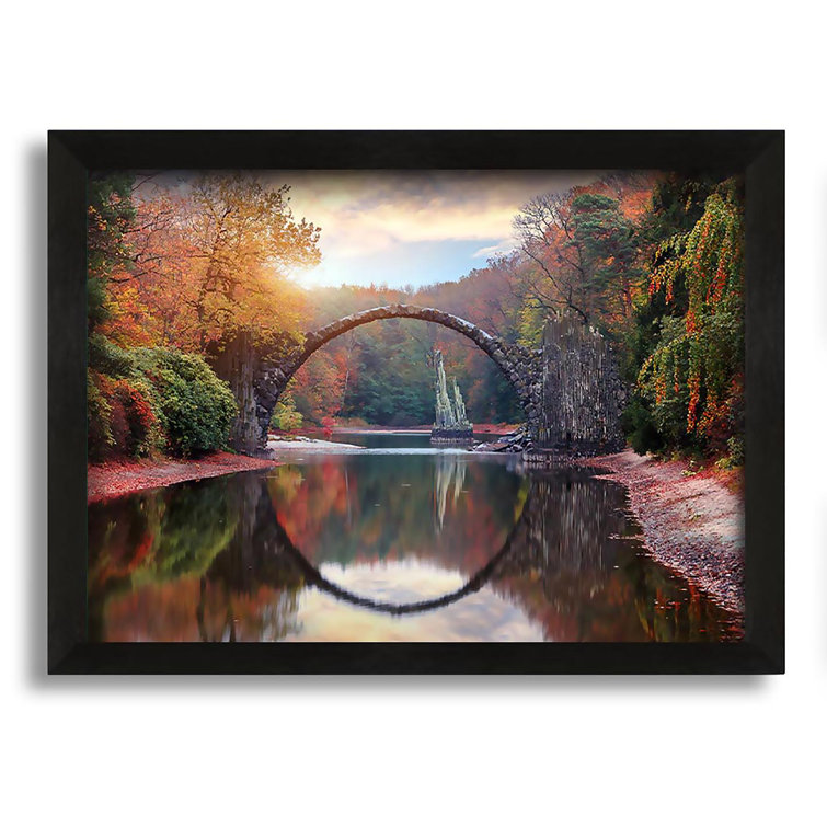 Union Rustic Semi Circle Bridge Over The River - Single Picture Frame ...