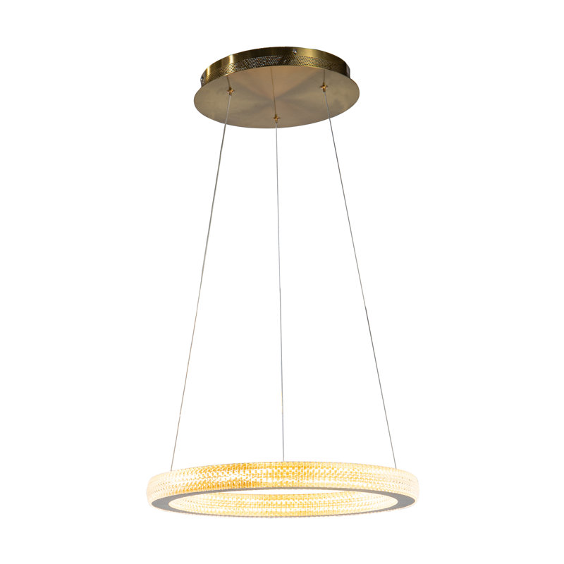 Everly Quinn 1-Light Gold LED Chandelier With A Clear Acrylic Len | Wayfair