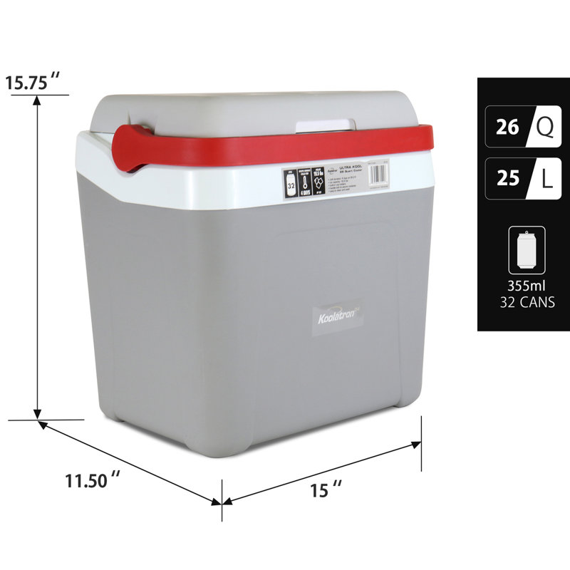 Koolatron Ice Chest Cooler with Locking Carry Handle, 25L (26 qt), 32 ...