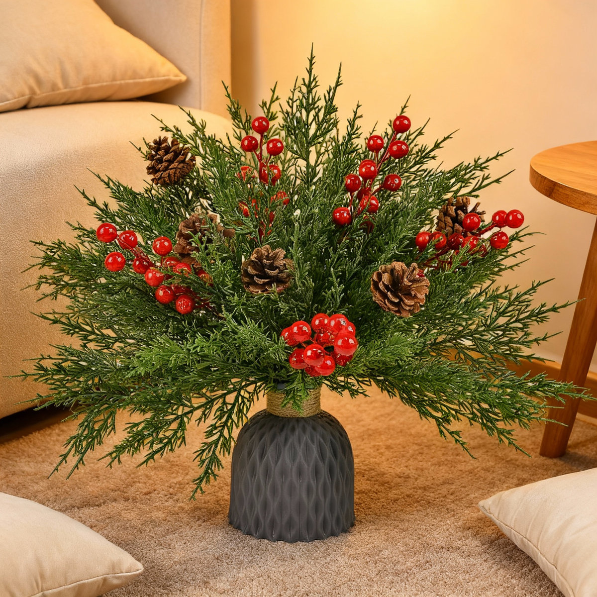 The Holiday Aisle® 55PCS Fake Evergreen Pine Branch Set, 45PCS 11.4 ...