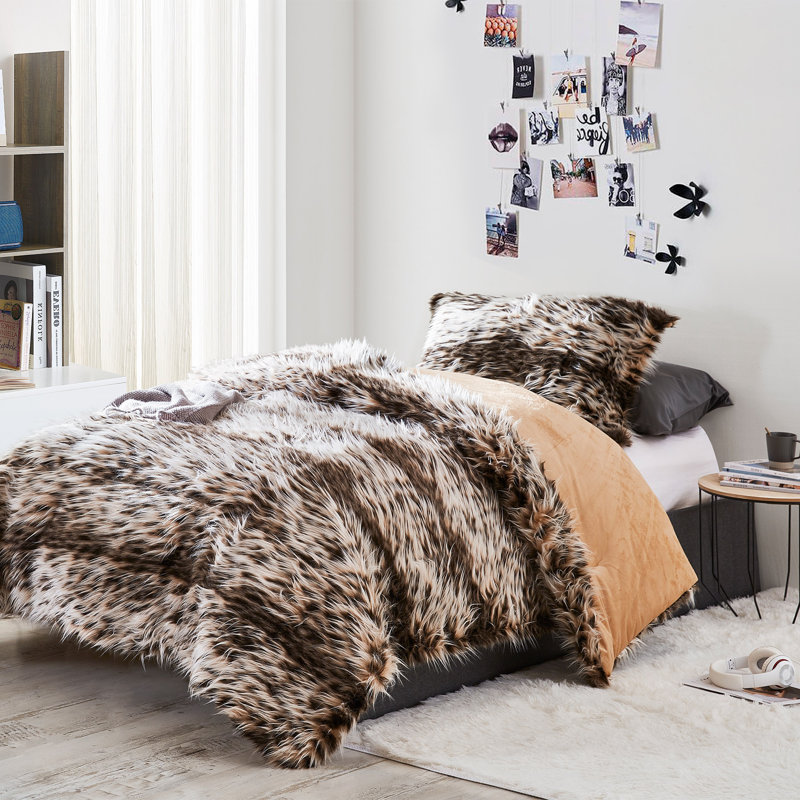 Coma Inducer Chillin Cheetah Faux Fur Oversized Comforter Set | Wayfair