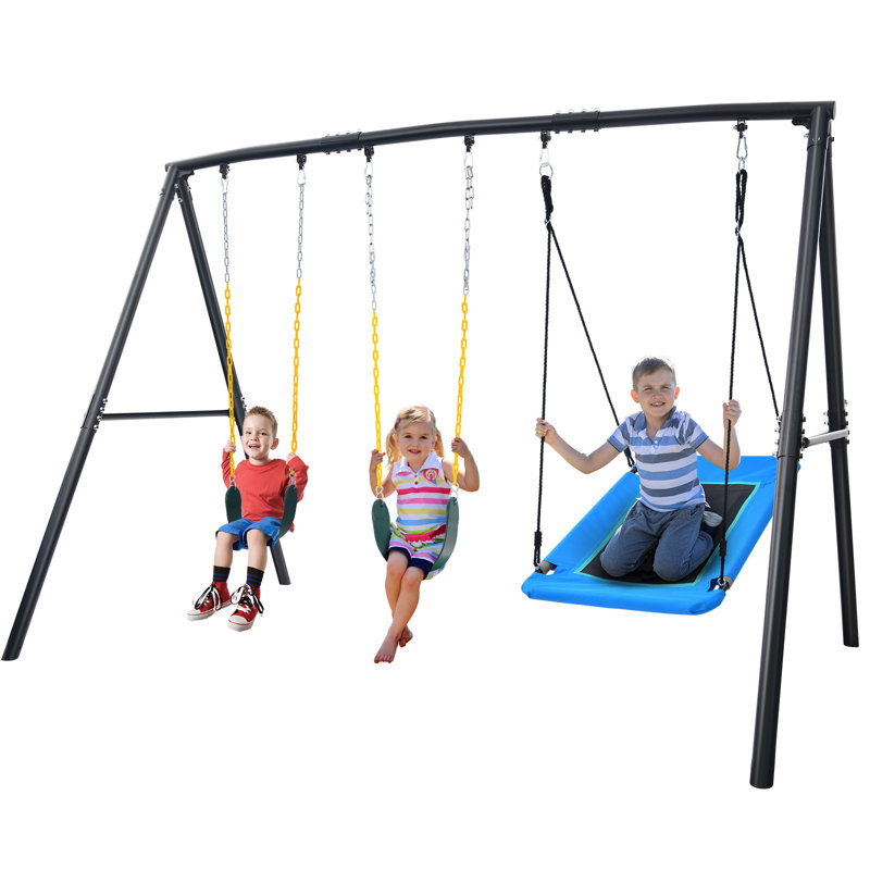 Klo Kick Metal Swing Set with 3 Swings & Reviews | Wayfair