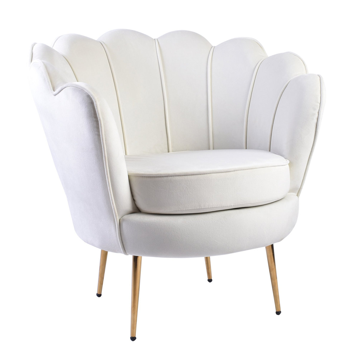 Everly Quinn Isabella Channel Tufted Vanity Armchair with Gold Accented ...