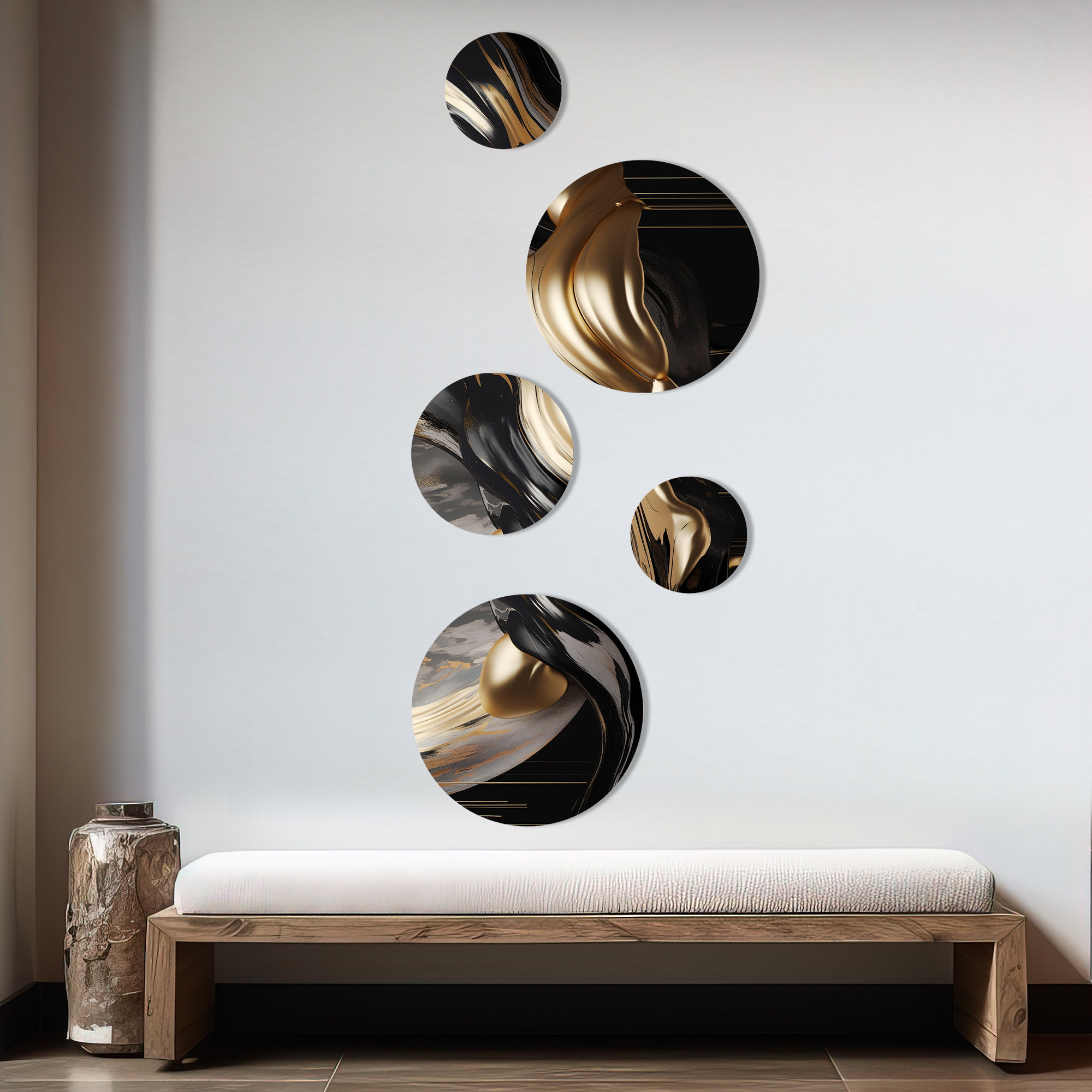 Design Art Gold and Black Captivating Marble II - Abstract Marble Metal Wall Décor | Wayfair