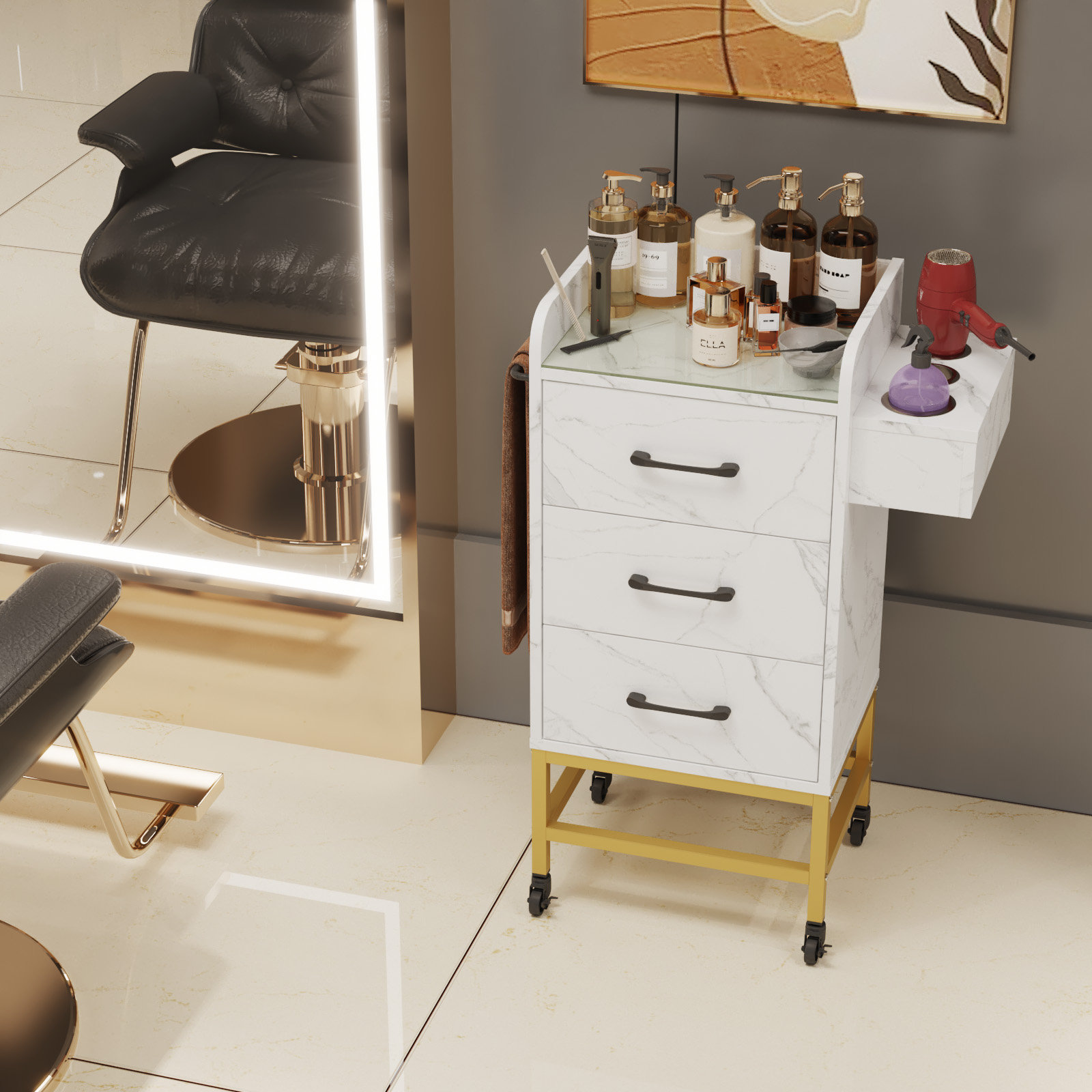 Inbox Zero Leighan Salon Storage Station Cabinet Stylist Equipment ...