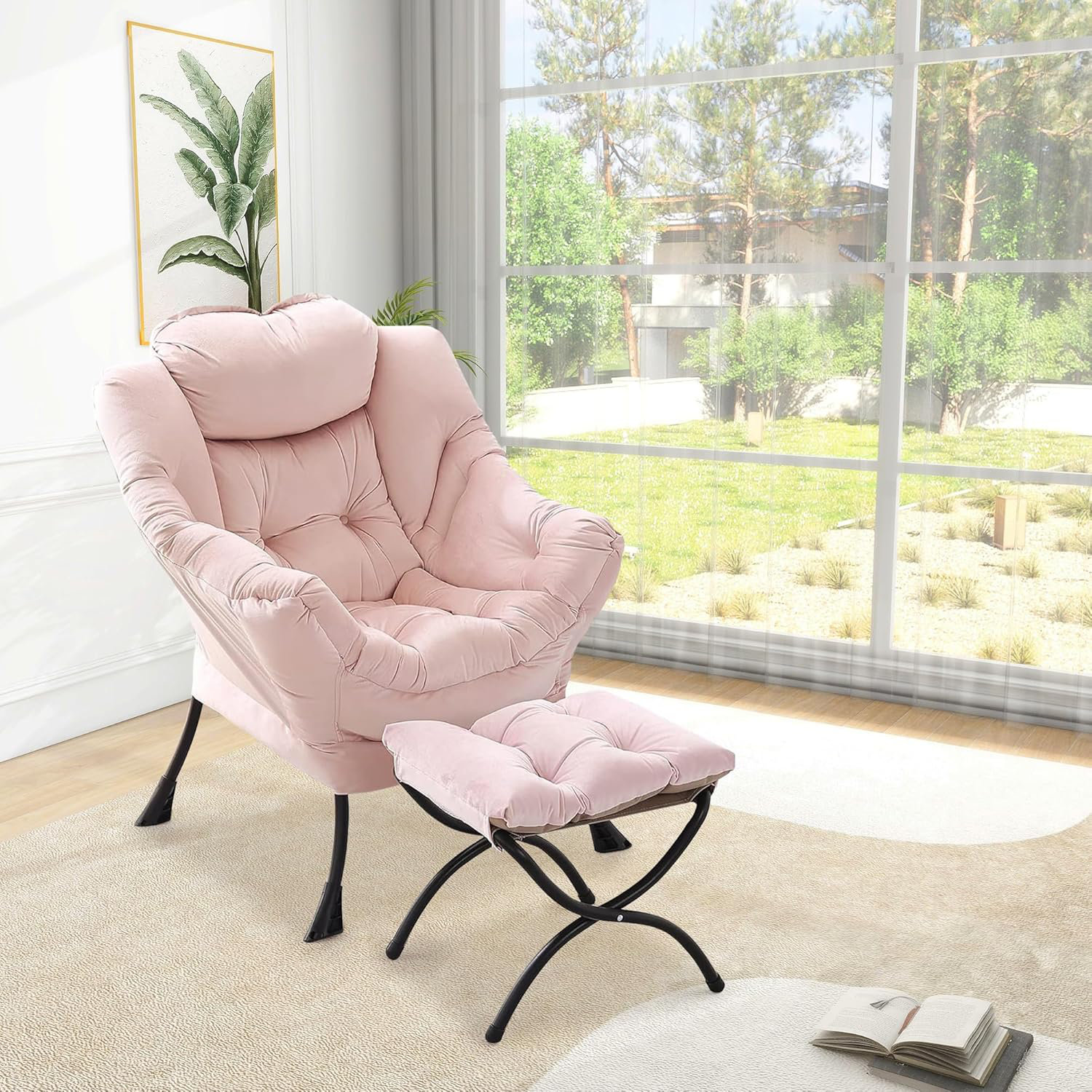 Lark Manor™ Lazy Chair with Ottoman, Modern Lounge Accent Chair,Leisure ...