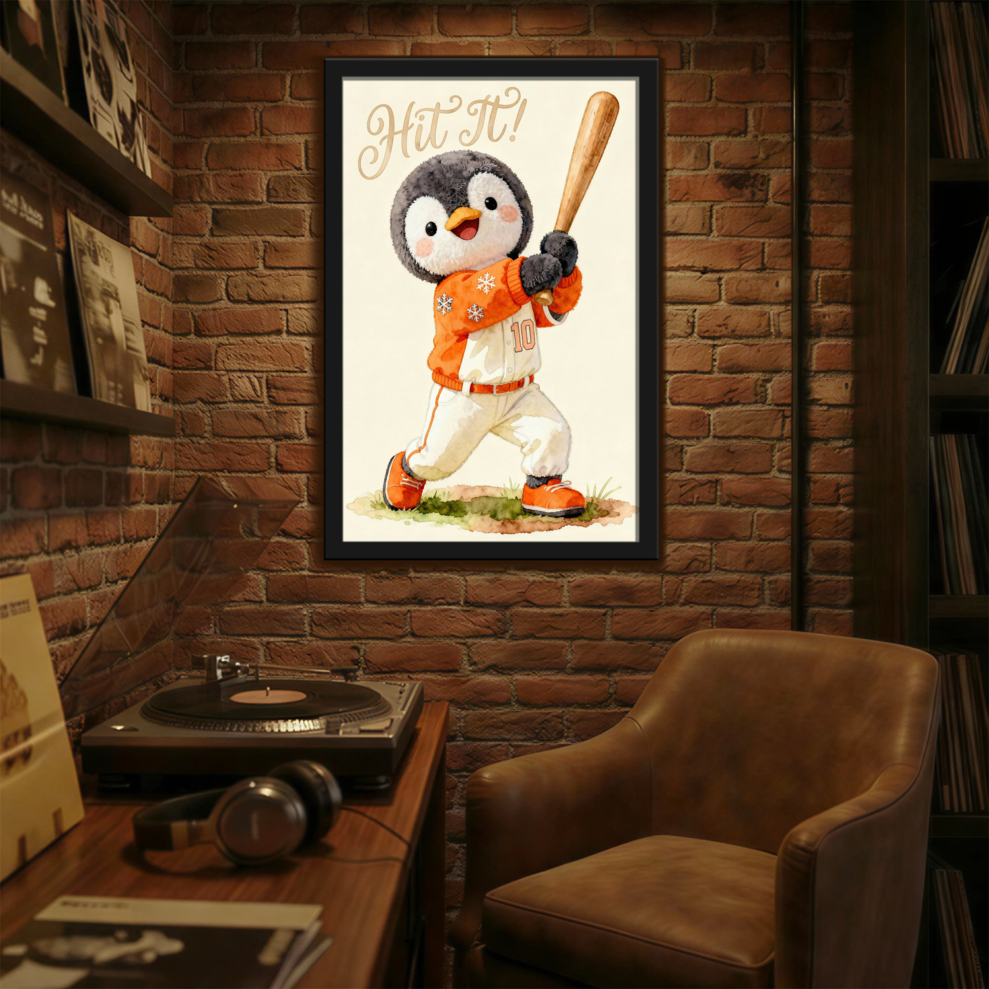 Latitude Run® Animals Cute Penguin Baseball Player With Bat | Wayfair