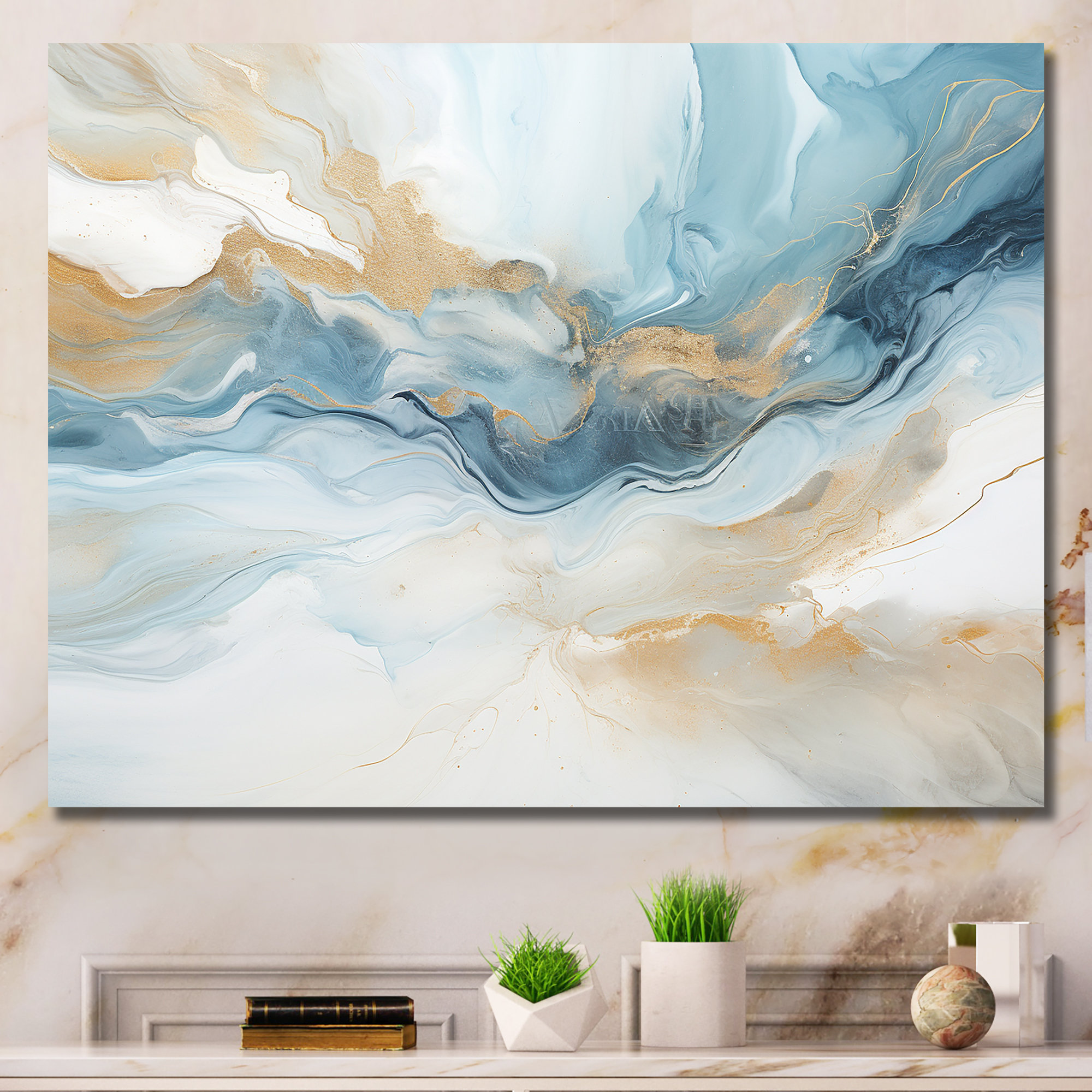 Design Art Blue Storm Charm Liquid Art I On Canvas Print | Wayfair