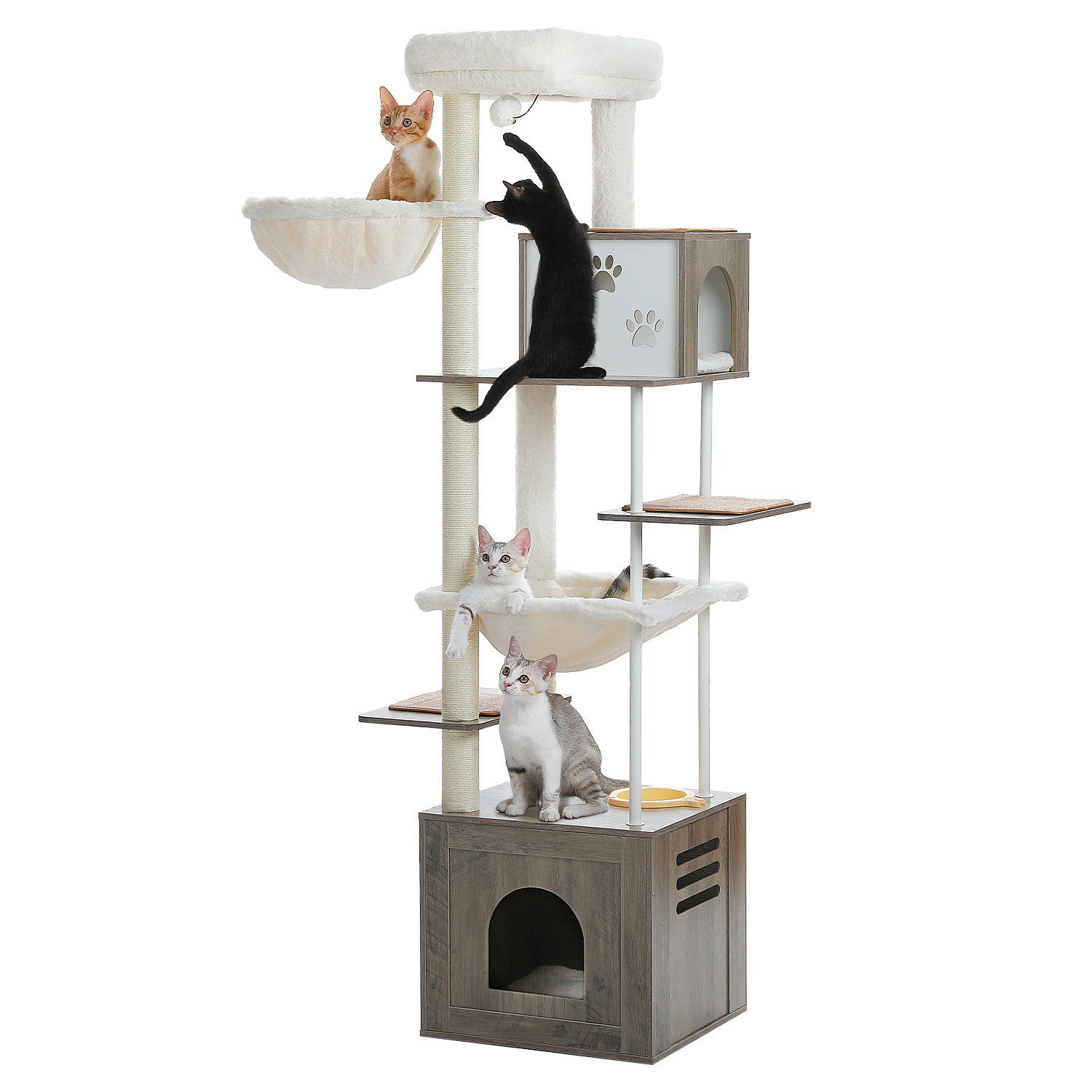 Tucker Murphy Pet™ 75-Inch Modern Wooden Cat Tree With Multi-Level ...