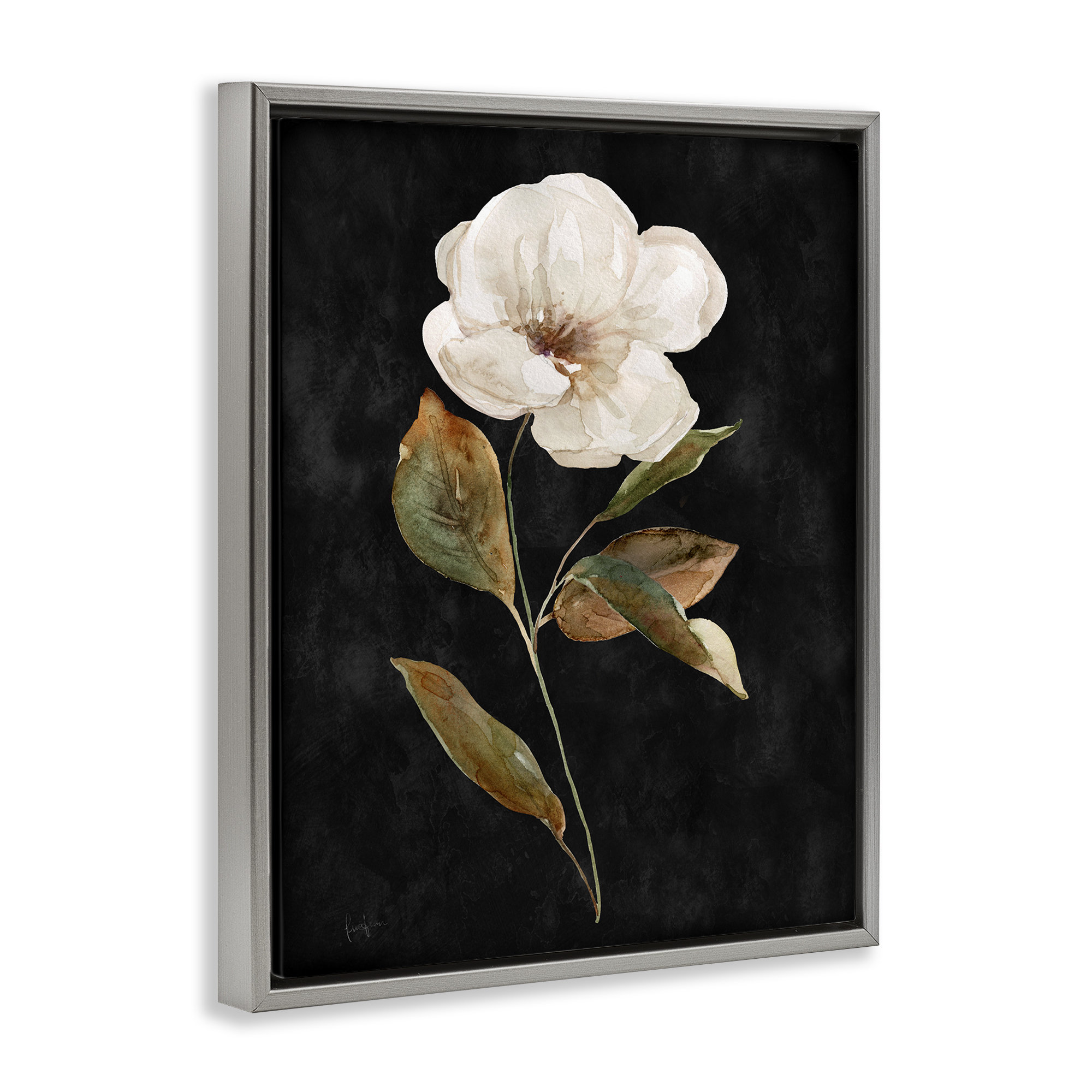 Red Barrel Studio® White Bloom on Black Floater Canvas Wall Art by Livi ...