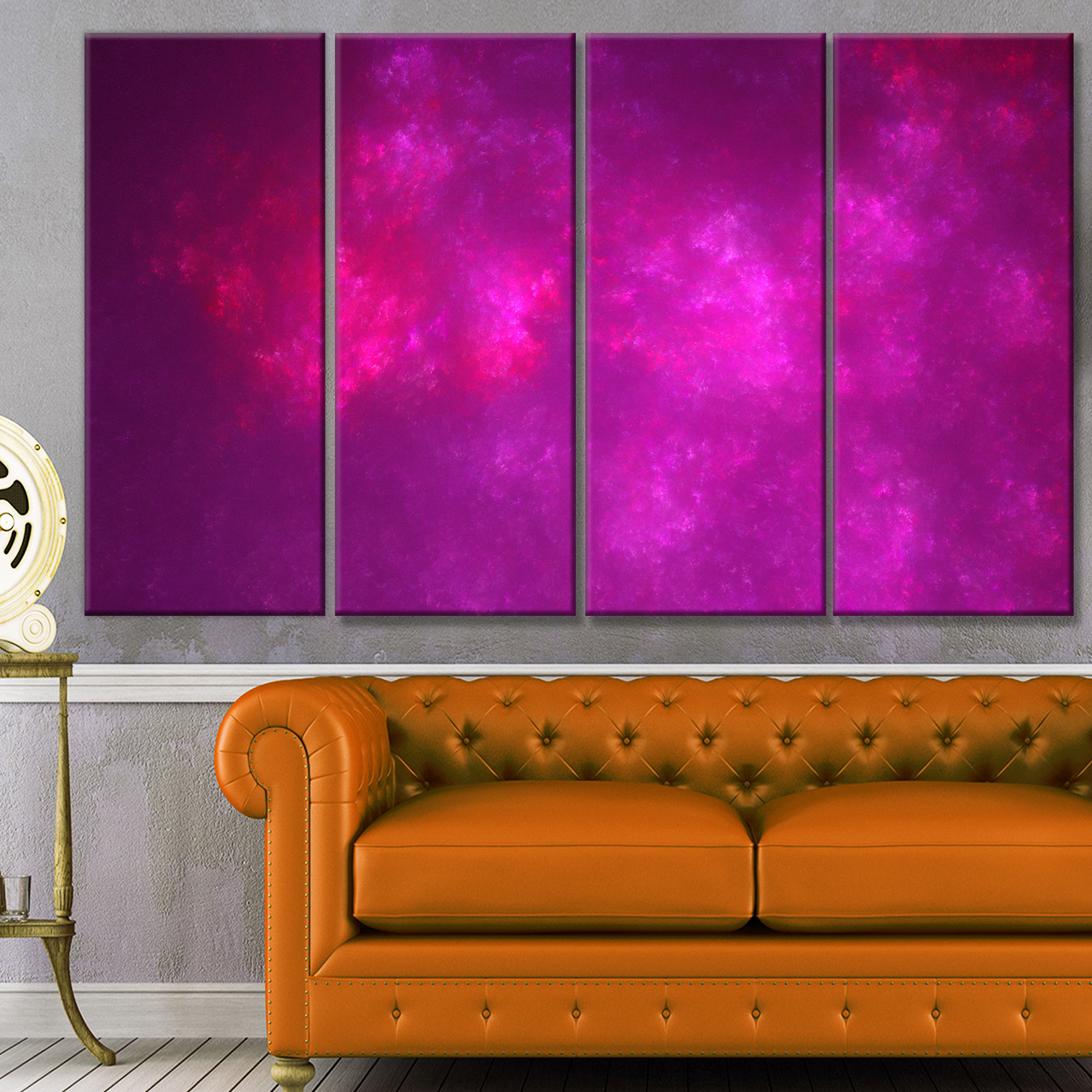 Design Art 'Bright Pink Starry Fractal Sky' Painting Print Multi-Piece ...