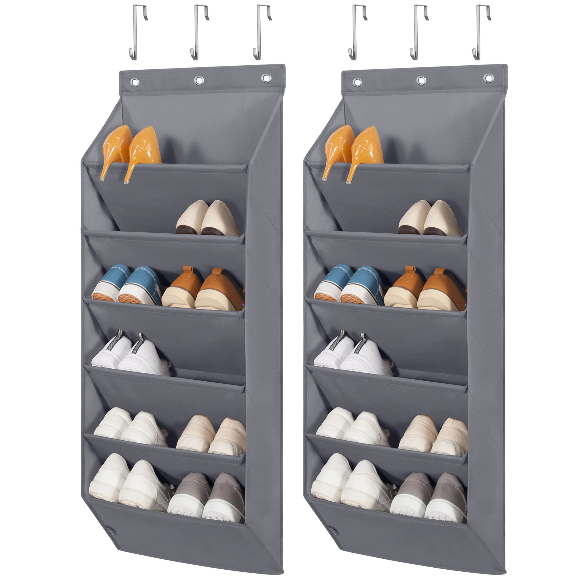 Rebrilliant 2 Pack Over Door Shoe Organizers 6-Tier Large Pockets ...