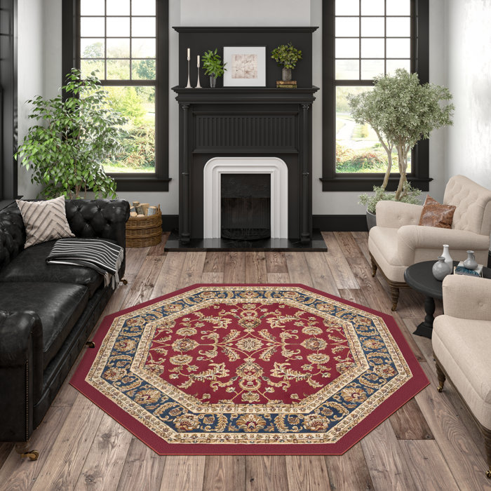 Astoria Grand Clarence Performance Red/Navy Blue Rug & Reviews | Wayfair