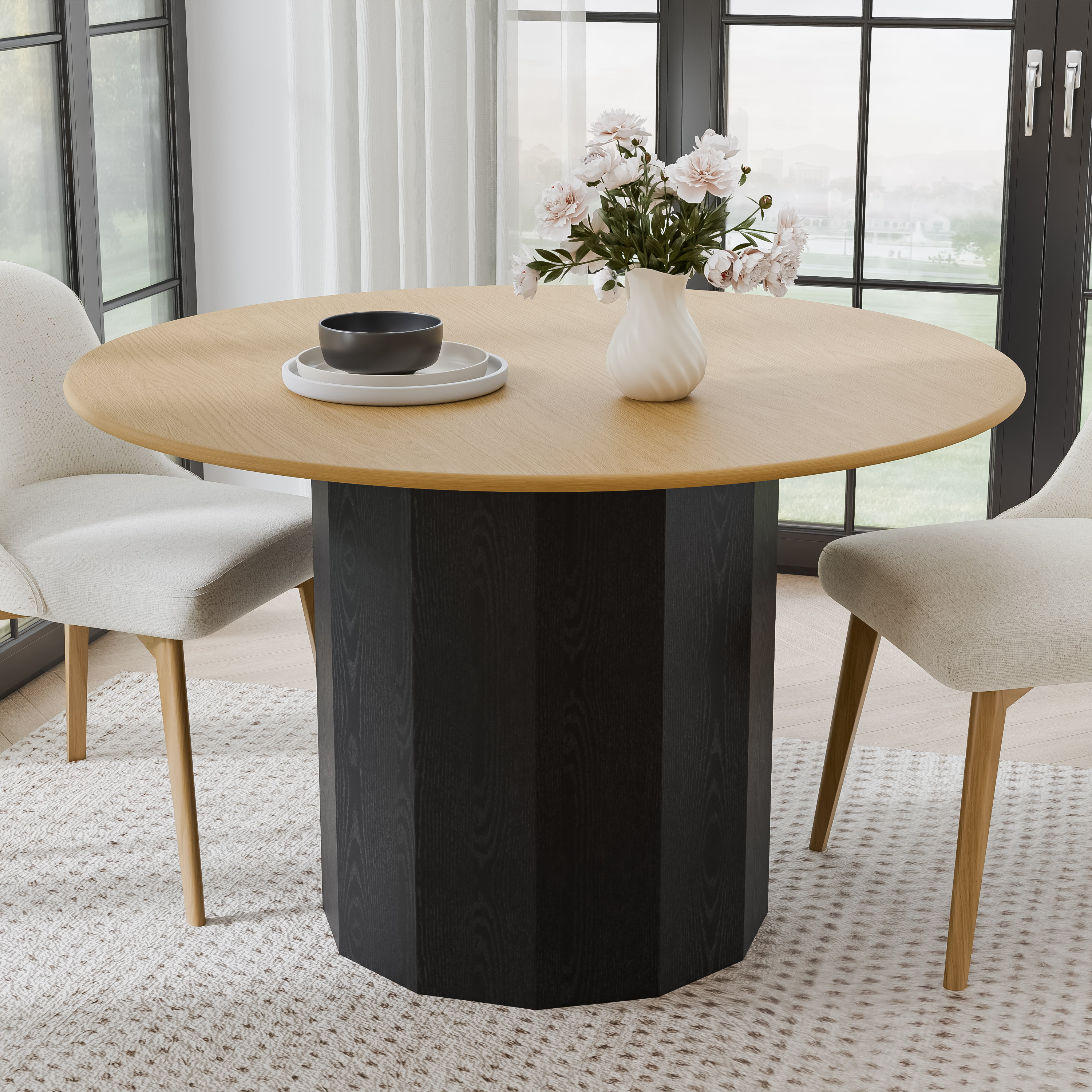 Ivy Bronx 46 Inch Round Dining Table, Modern Farmhouse Kitchen Table ...