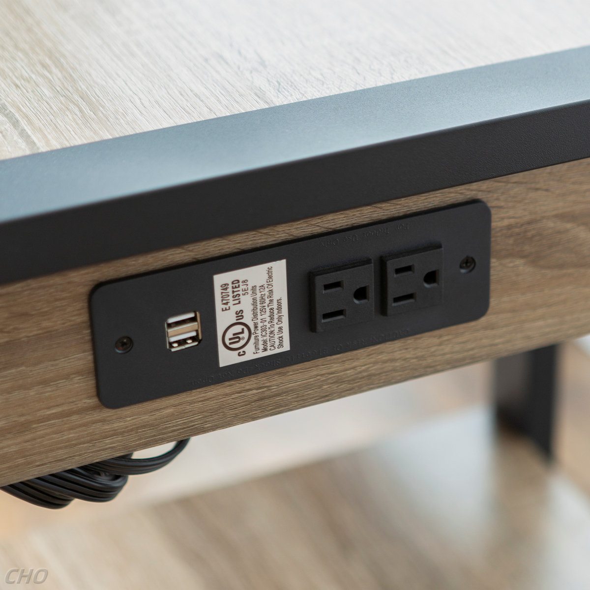 17 Stories Modern Metal And Wood Computer Desk With USB Ports | Wayfair