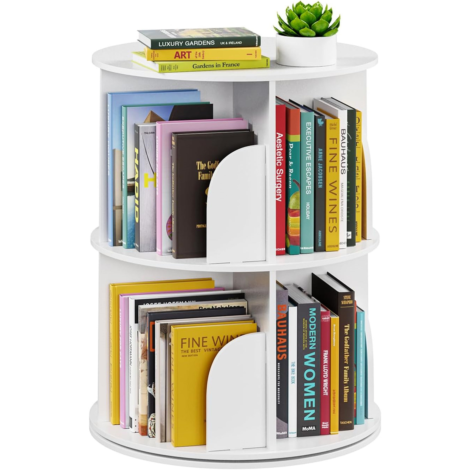 Latitude Run® 2 Tier Rotating Bookrack Tower, Spinning Storage ...