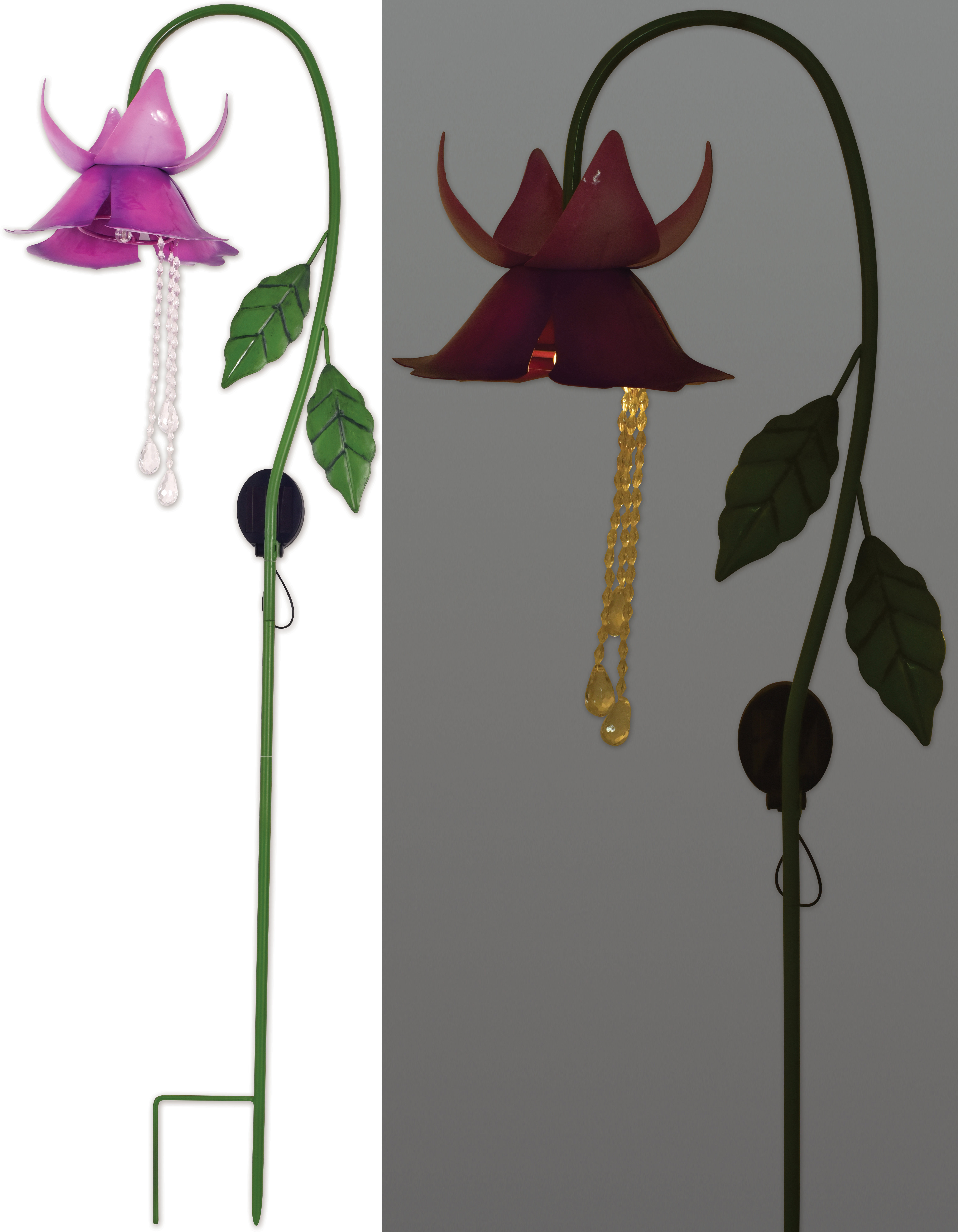 Arlmont & Co. Golden Bell, Fuchsia, Solar Garden Stake | Wayfair