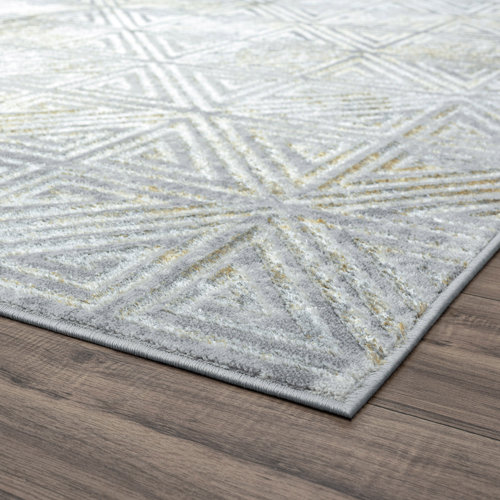 17 Stories Lutjens Contemporary Geometric Beige Area Rug | Wayfair