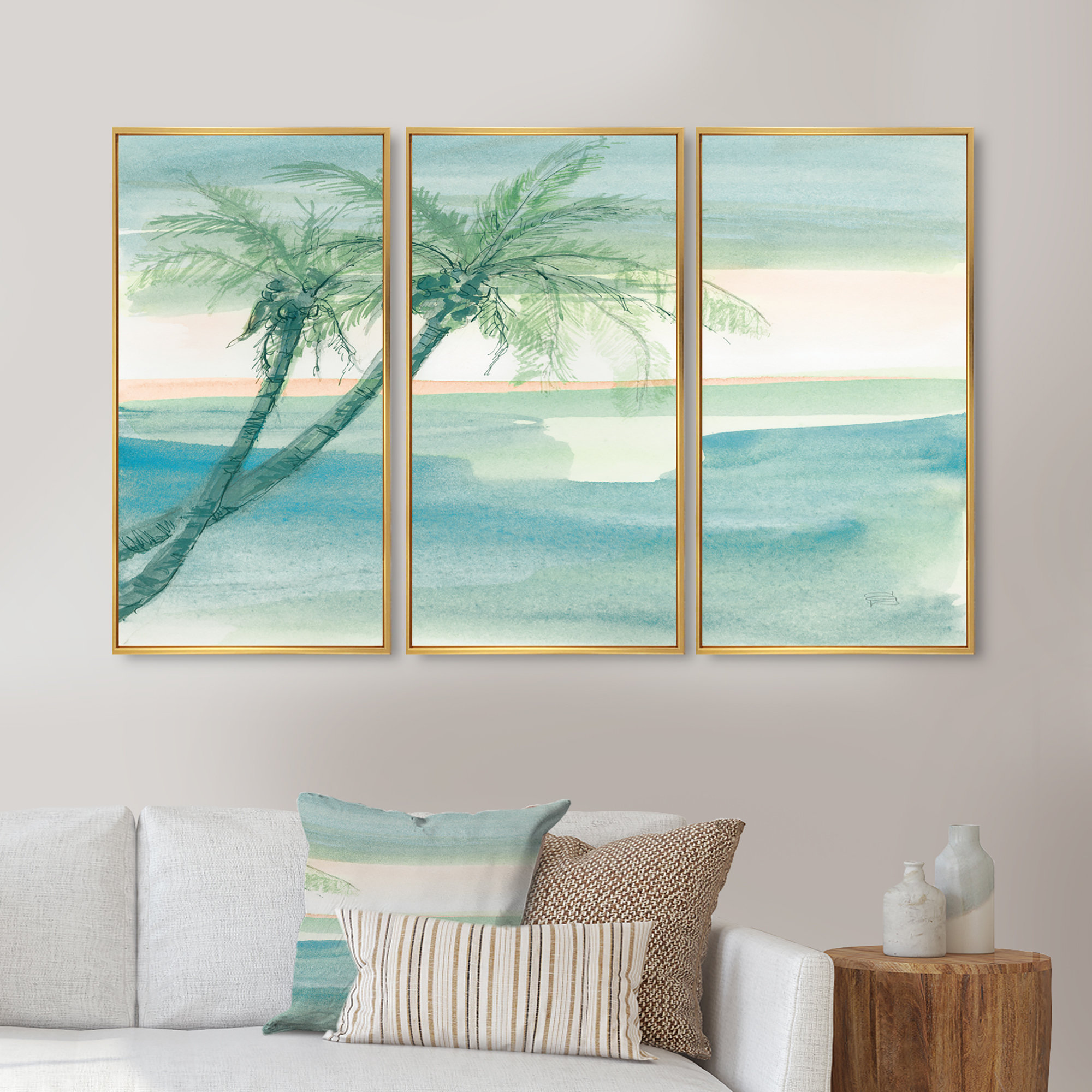 DesignArt Peaceful Dusk I Tropical - Tropical Framed Canvas Wall Art ...