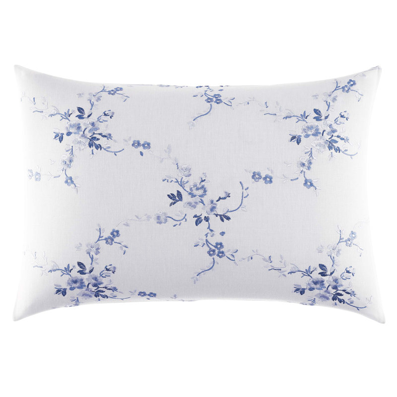 Laura Ashley Charlotte Blue Cotton Embroidered Throw Pillow & Reviews ...