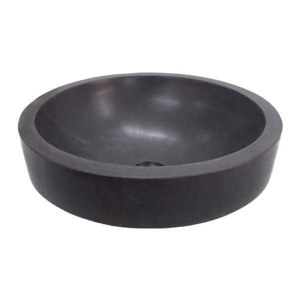 EdenBath Eden Bath 17'' Black Stone Circular Vessel Bathroom Sink | Wayfair