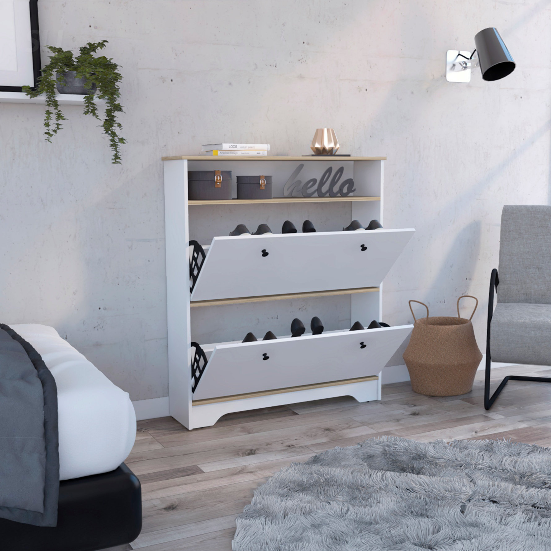 Latitude Run® Shoe Rack Dublin With One Open Shelf And Two Extendable ...