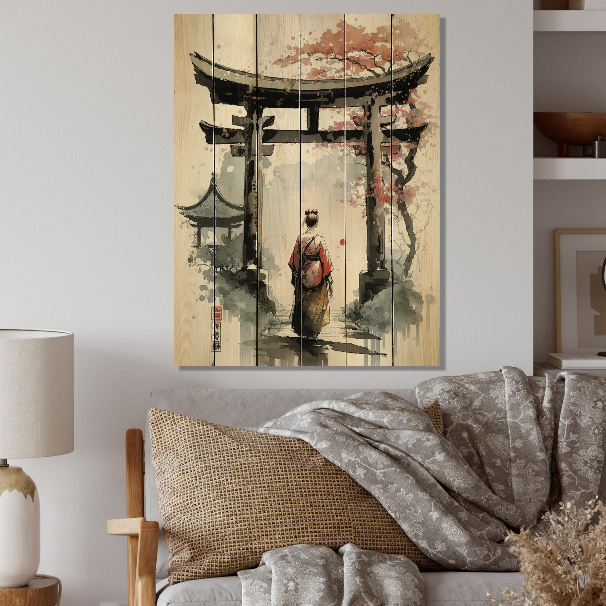 Red Barrel Studio® Asian Female III - Japan Landscape White Wood Print ...