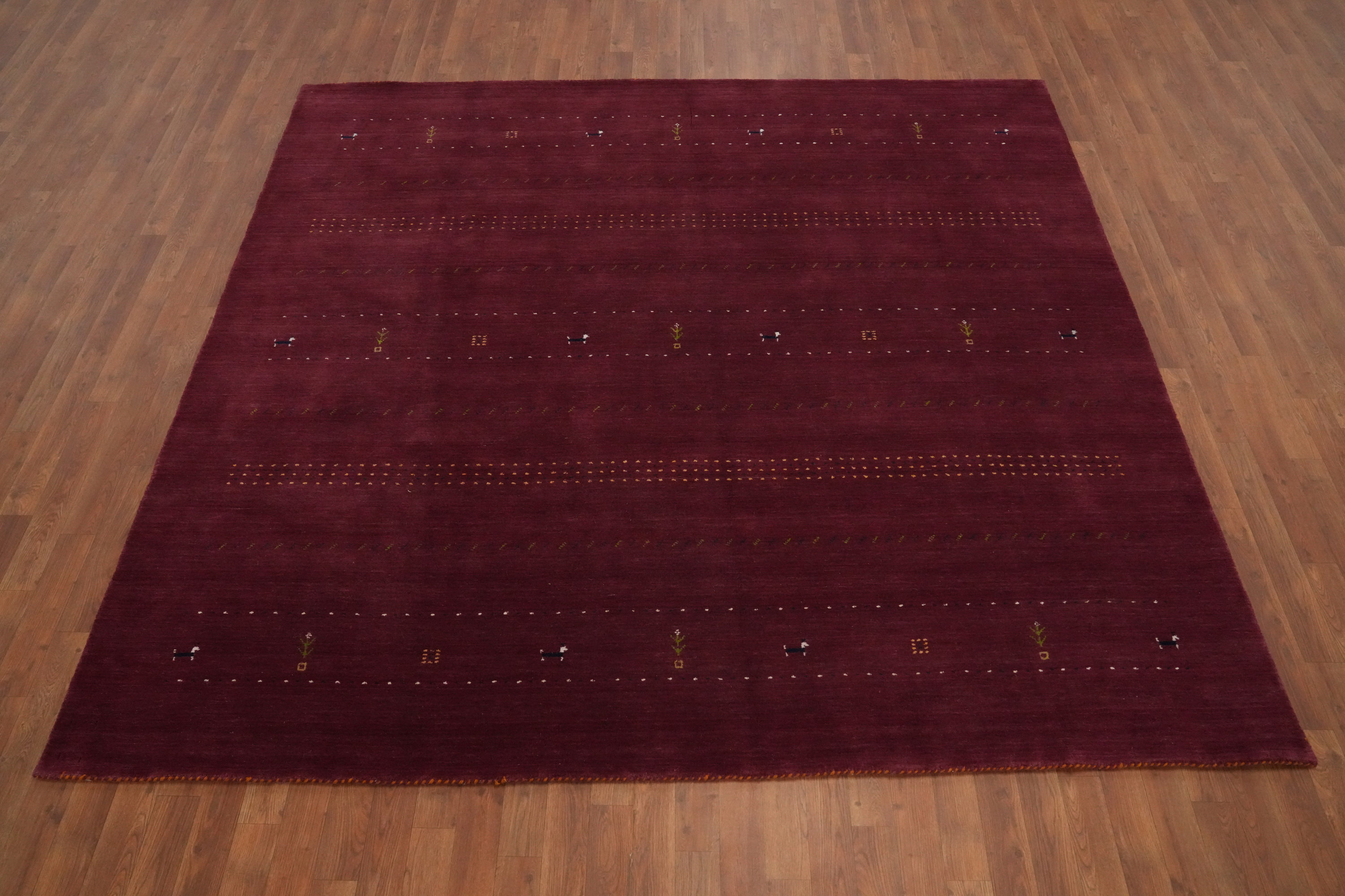Bungalow Rose Rich Burgundy Gabbeh Style Area Rug 8x8 with Subtle ...