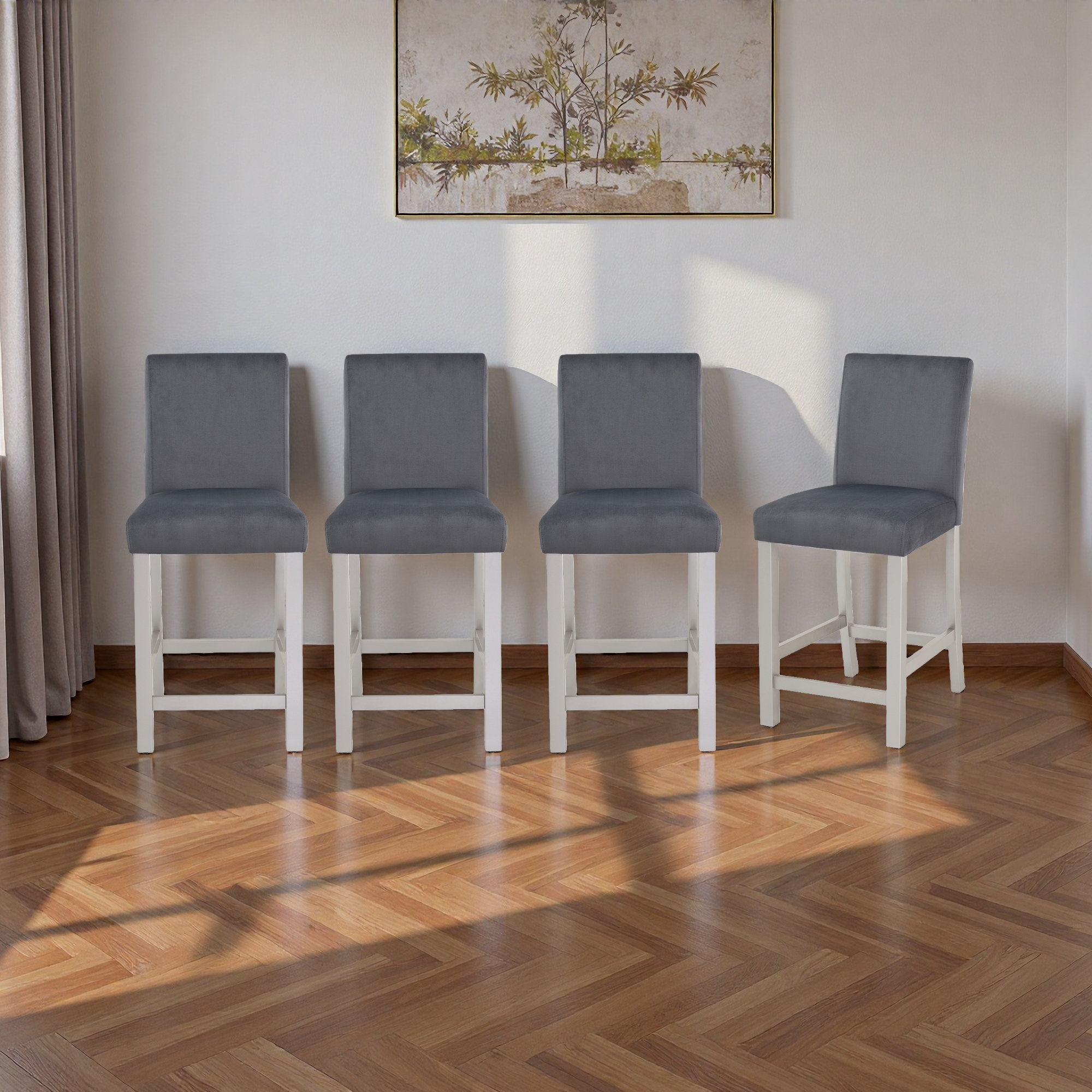 Everly Quinn Counter Height Chairs Set For 4, Kitchen Chair With Padded ...