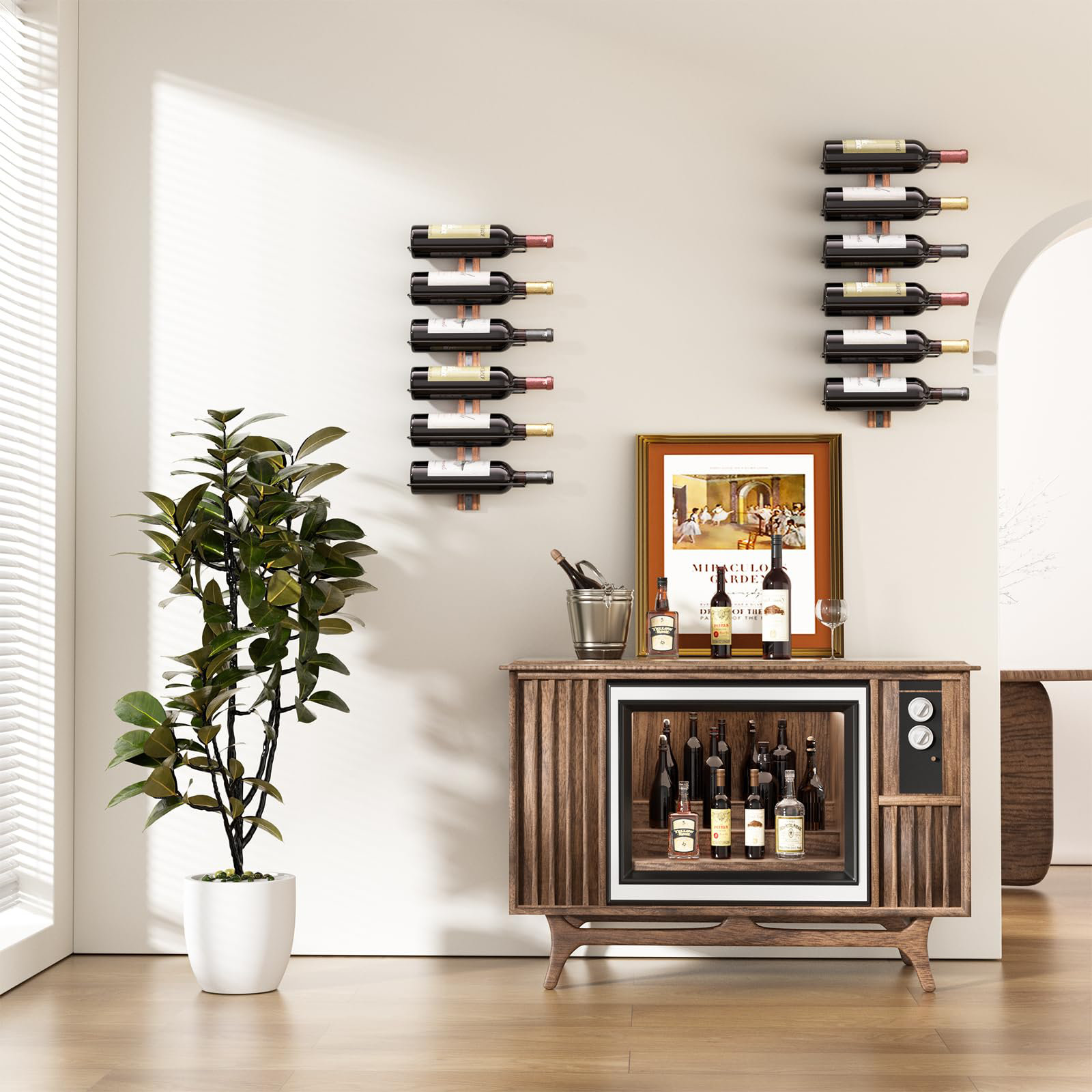 Latitude Run® Wine Rack Wall Mounted For 12 Wine Bottles, Wood Wine ...